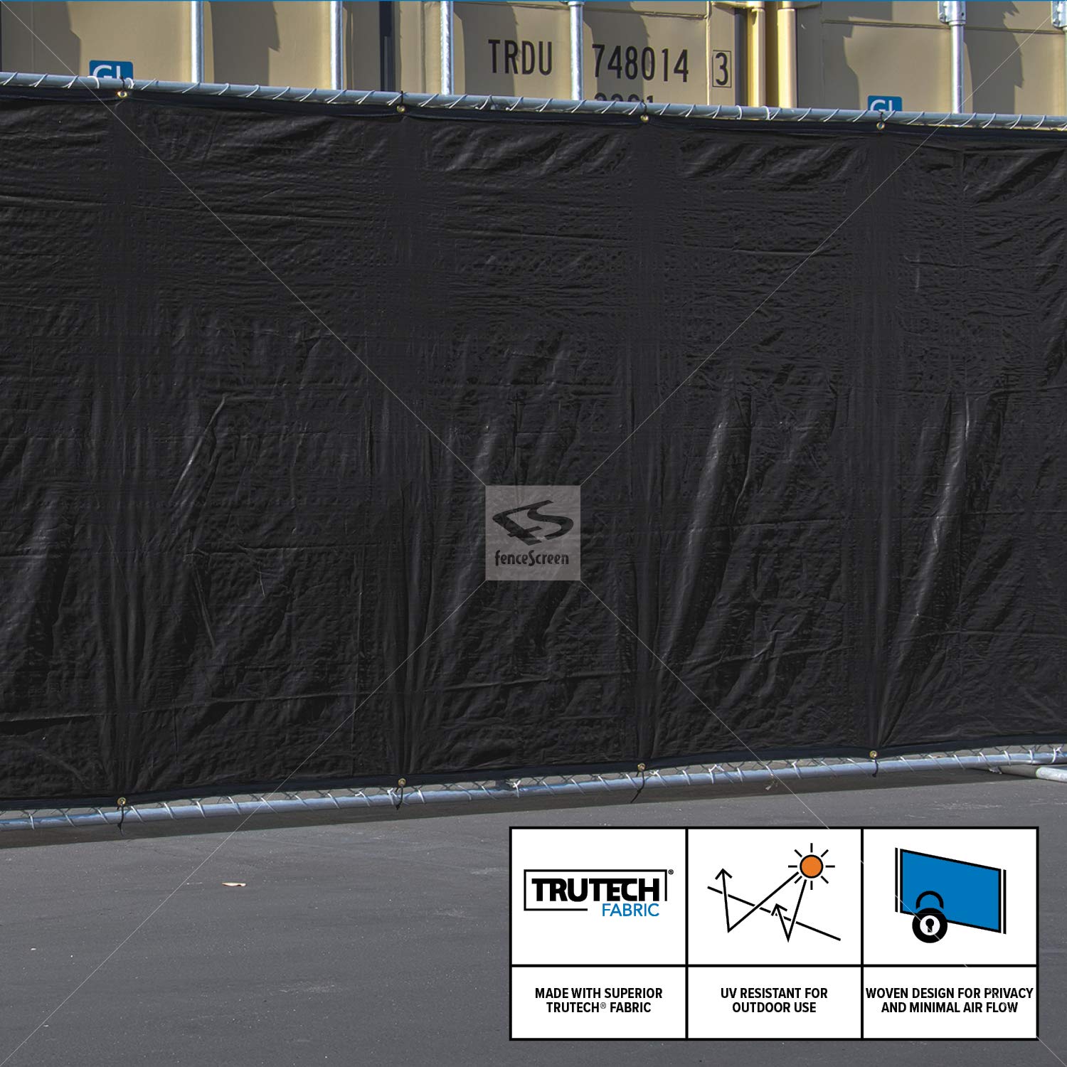 FenceScreen Fence Privacy Screen - Extreme 98% Blockage Temporary Windscreen Fence Cover (5ft x 50ft, Black)