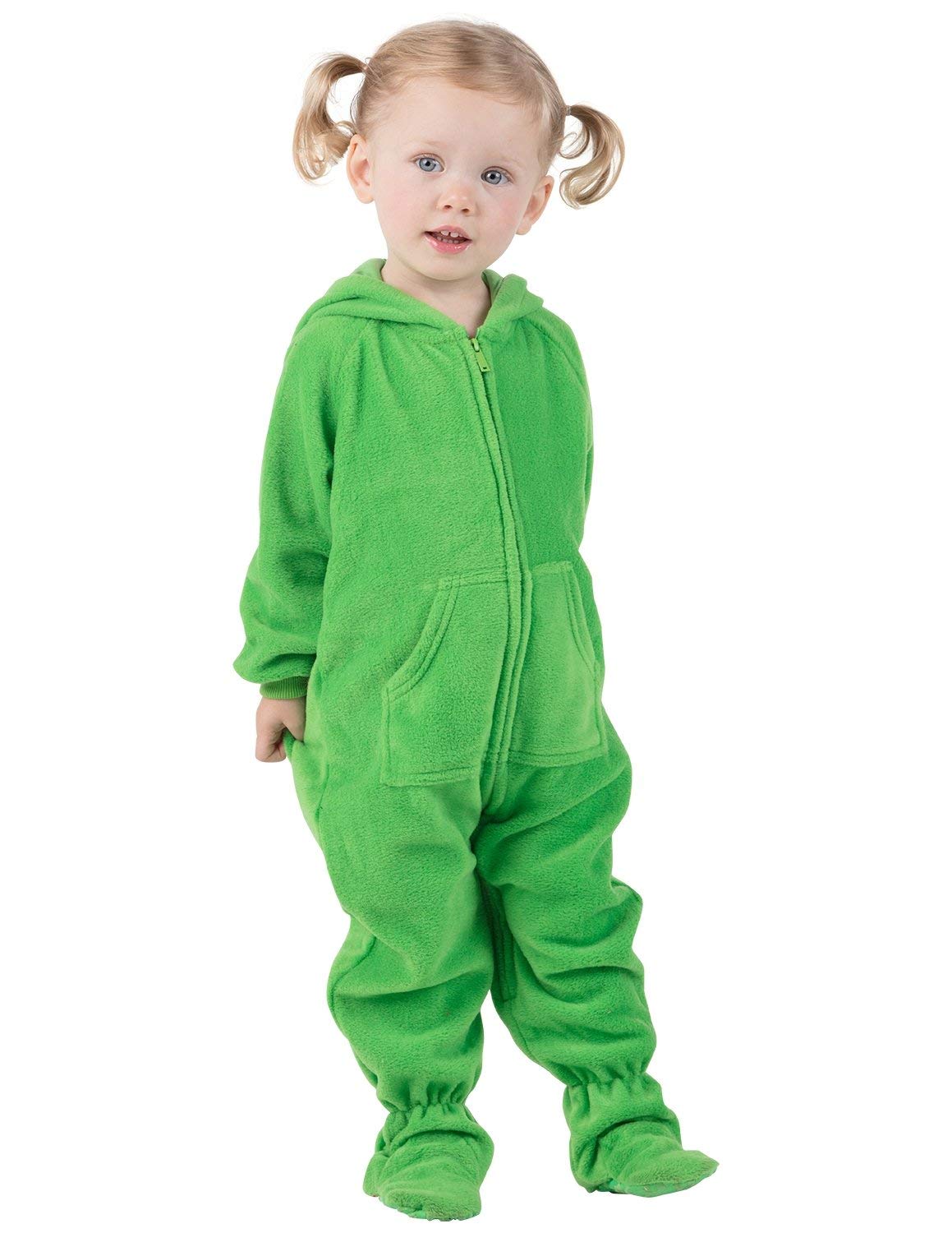 Footed Pajamas - Emerald Green Infant Hoodie Fleece One Piece - Infant - Medium (Fits 3-6mos.)