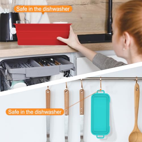 Silicone Bread Loaf Pan, 2 Pack Loaf Pans for Baking Bread, Non-Stick Silicone Baking Mold Easy Release for Homemade Breads, Cakes, Quiche Omelets, Meatloaf, etc. -8.2β X 3.3β X 2.7β (Red+LBlue)