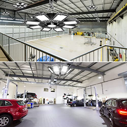 Fucoda LED Shop Light, 800W Equivalent, 35000 Lumen High Bay Light, Daylight White 250W, Non-Dimmable, Ceiling Hook Hanging Lighting with US Plug in Cord for Workshop Garage Barn Warehouse Lighting