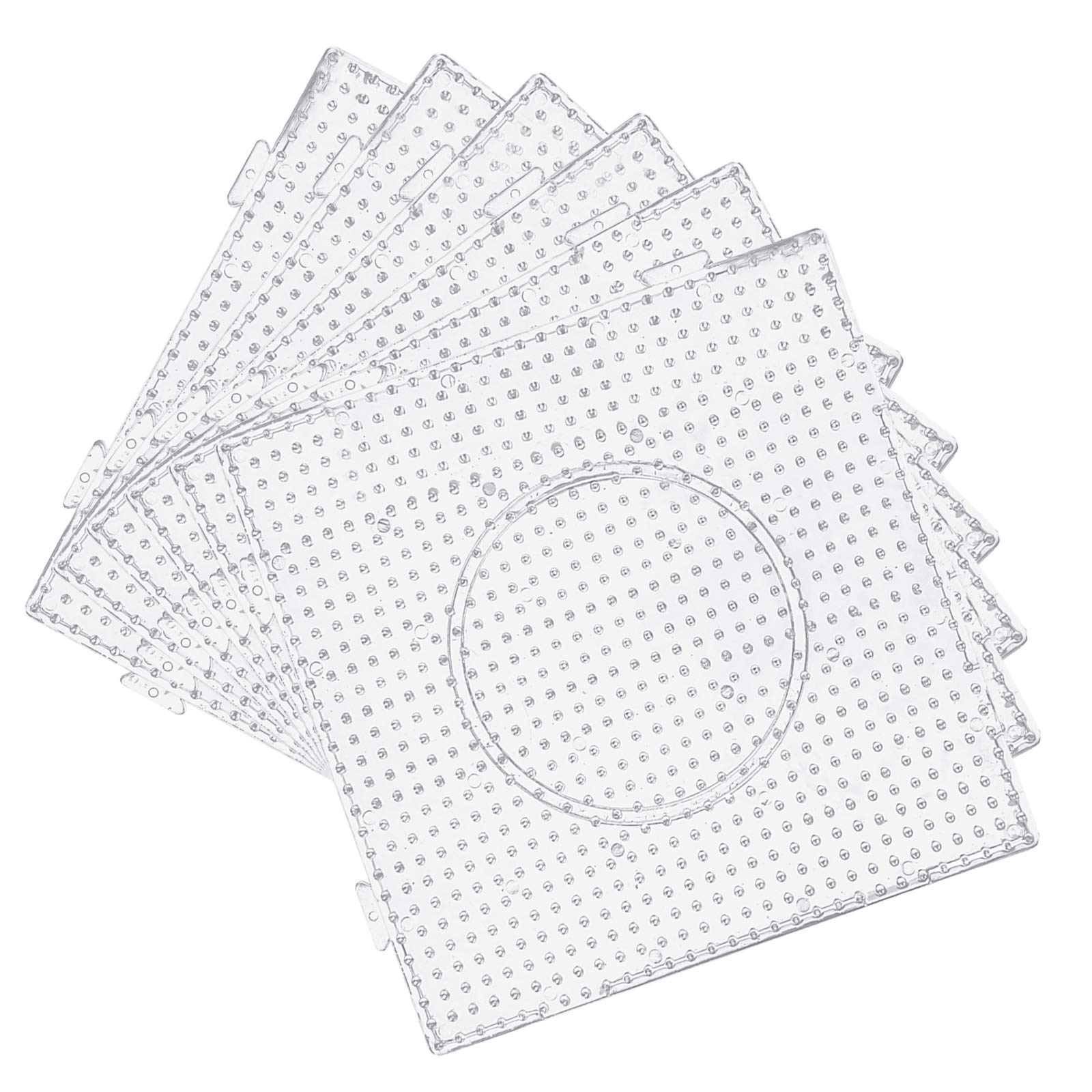 Fuse Beads Pegboards 5mm Large Square Clear Plastic Pegboards 6 Pcs for Kids Craft Beads, 5.8 x 5.8 in