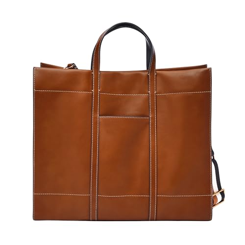 Fossil Women's Carmen Leather Tote Bag Purse Handbag, Brown (Model: ZB7890213)
