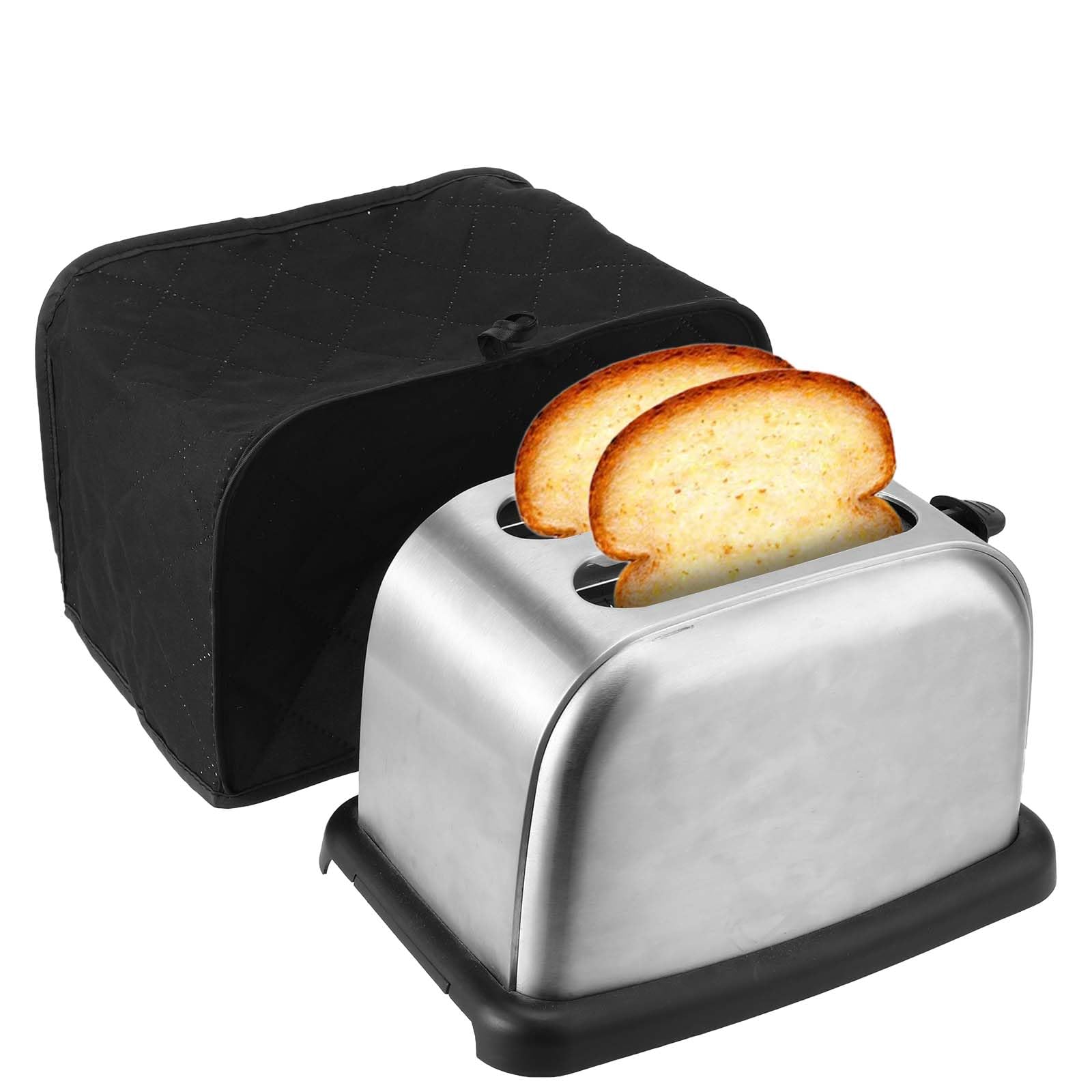 Toaster Cover 2 Slice, Two Slice Bread Machine Cover Quilted Toaster Covers Bread Maker Cover Universal Size Kitchen Appliance Cover Polyester and Cotton Quilted, Dust and Fingerprint Protection Black