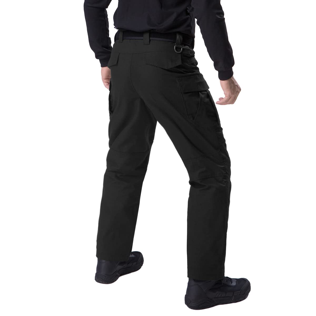 FREE SOLDIER Men's Water Resistant Pants Relaxed Fit Tactical Combat Army Cargo Work Pants with Multi Pocket (Black 32W x 32L)