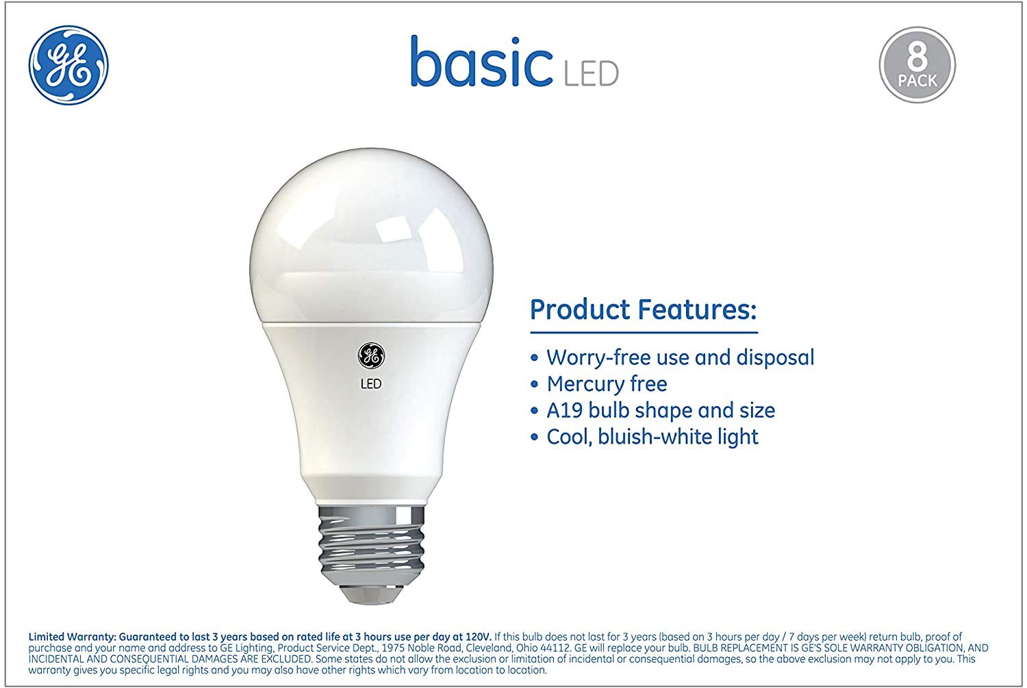 GE Basic 60-Watt EQ A19 Daylight LED Light Bulb (8-Bulbs) - Pack of 2 (16-Bulbs)