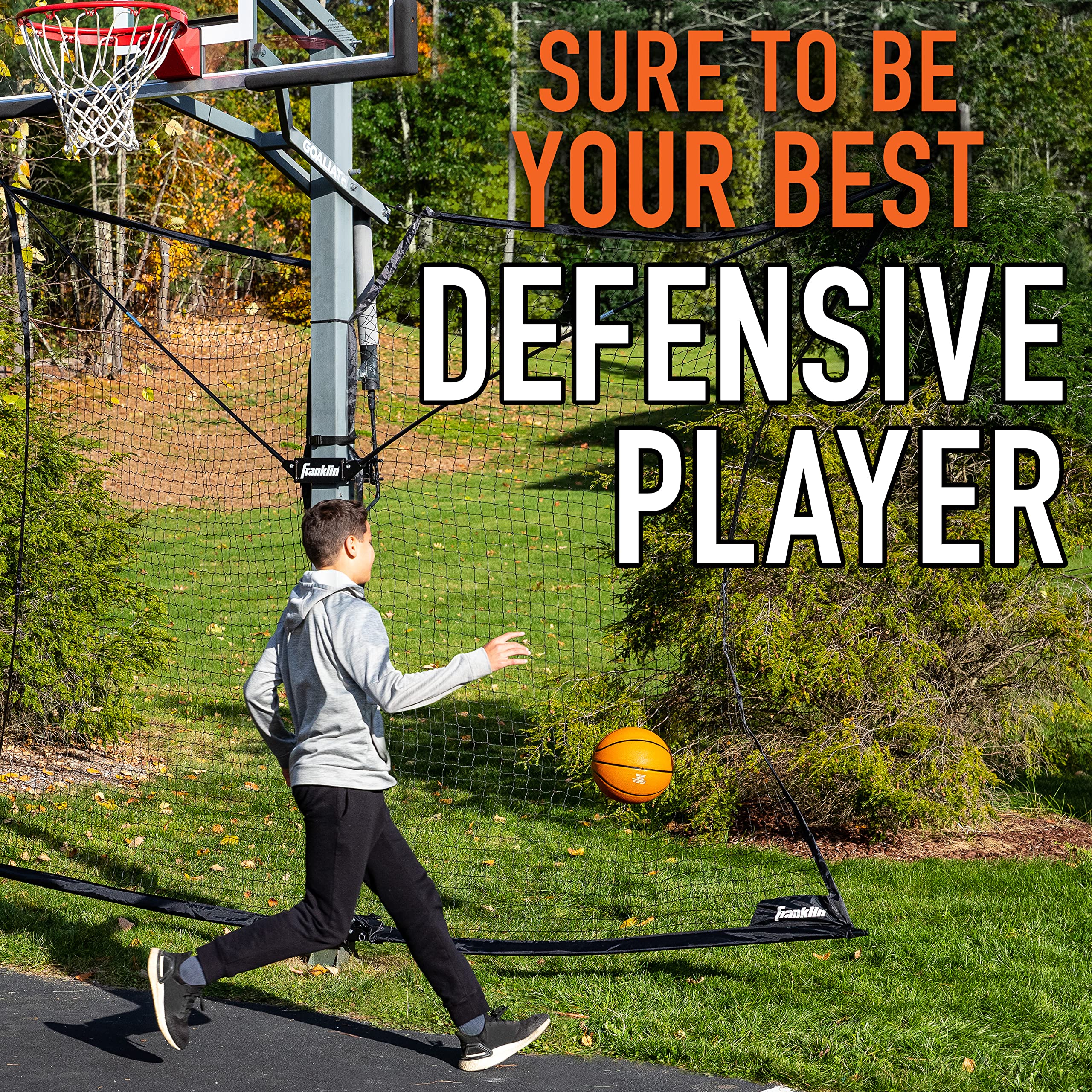 Franklin Sports Defender Net Pro β 10ft. x 8ft. Rebounder β Easily Fold and Quick Install β Defensive Net System, Black