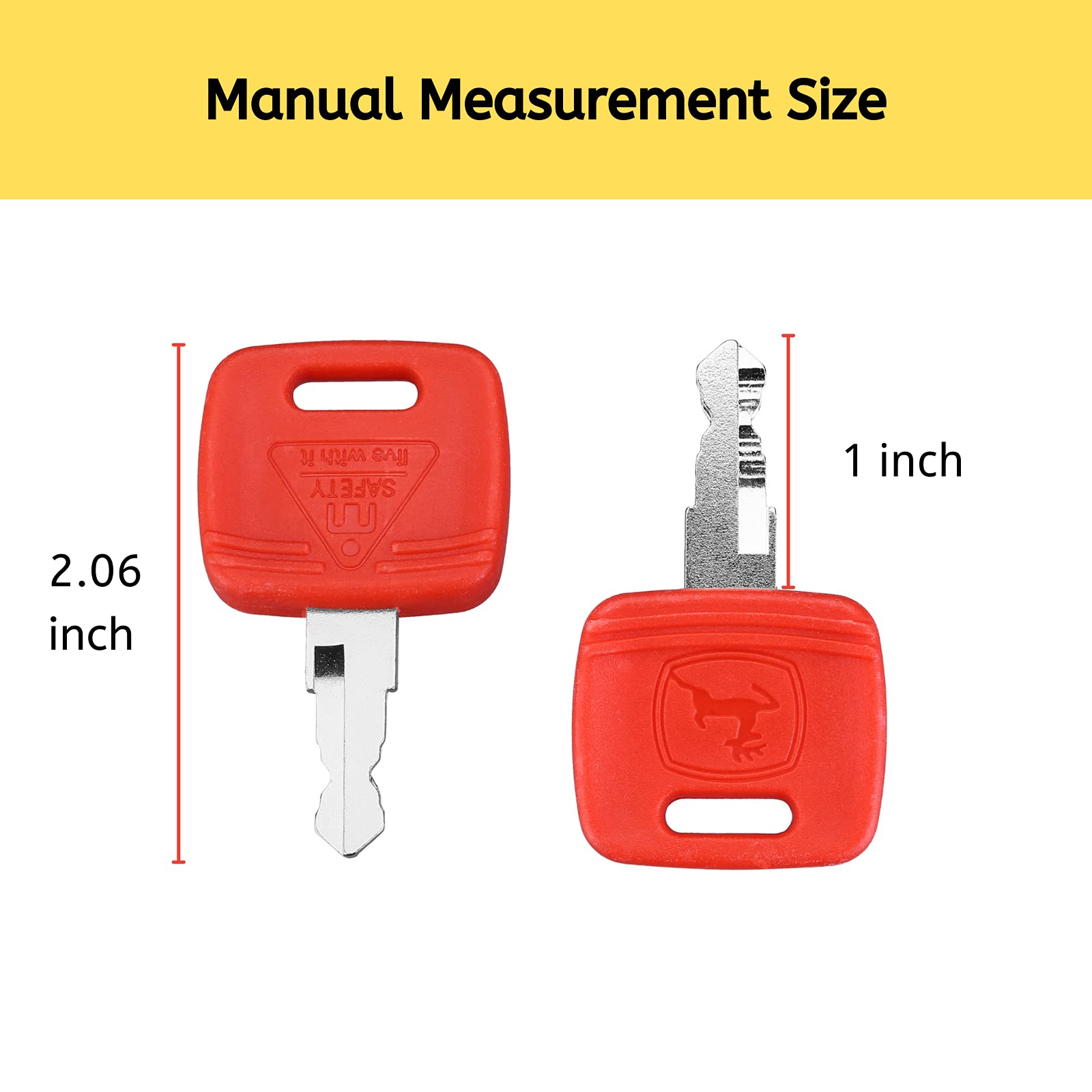 Fourtry RE183935 Ignition Key Compatible with John Deere Tractor - RE71557 Tractor Ignition Key Fit for John Deere 3033R 3320 5525 5045 3120 Farm Tractor, Keys 5 Pcs with 1 Keychain, Replace RE43492