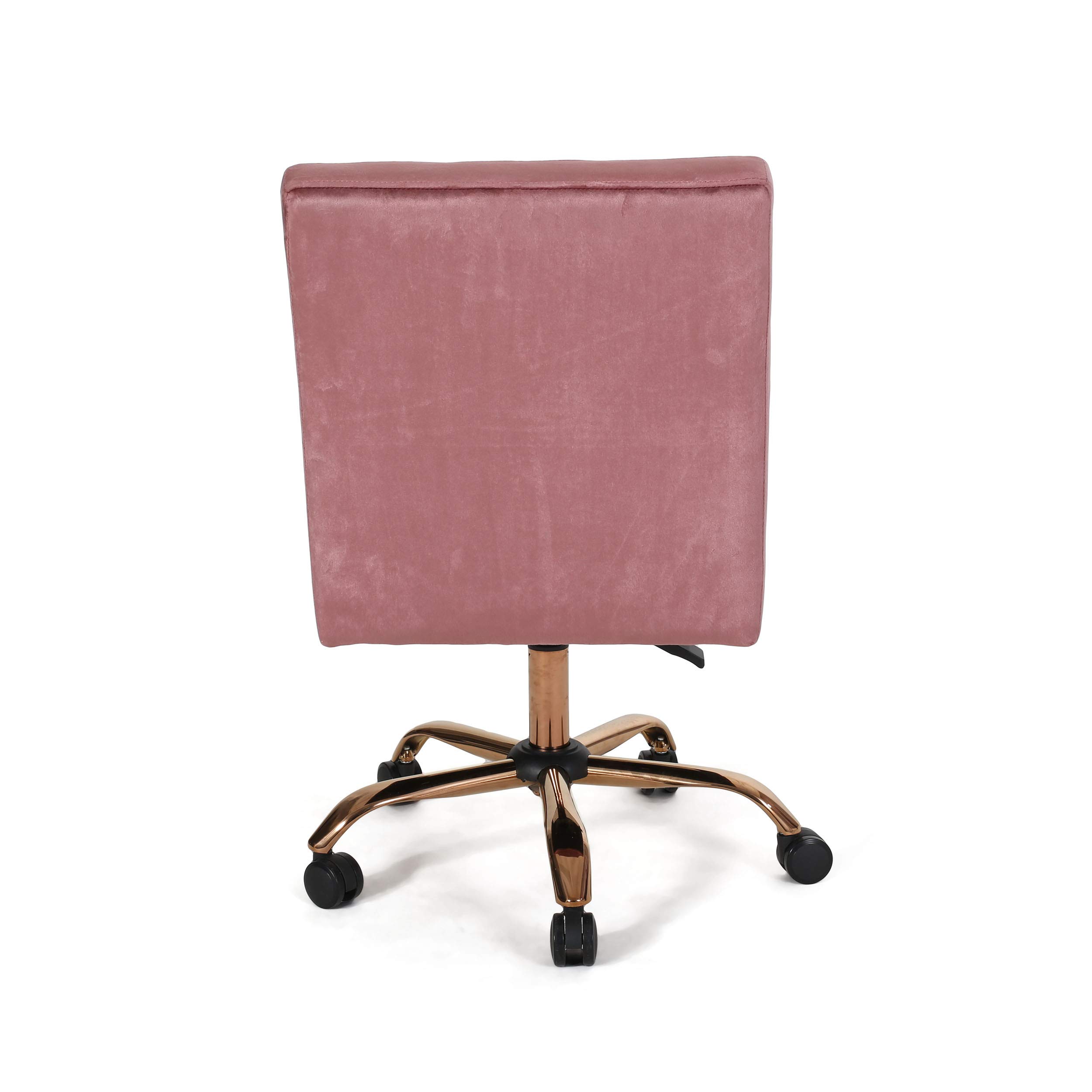 GDFStudio Glam Tufted Home Office Chair with Swivel Base, Black and Rose Gold Finish