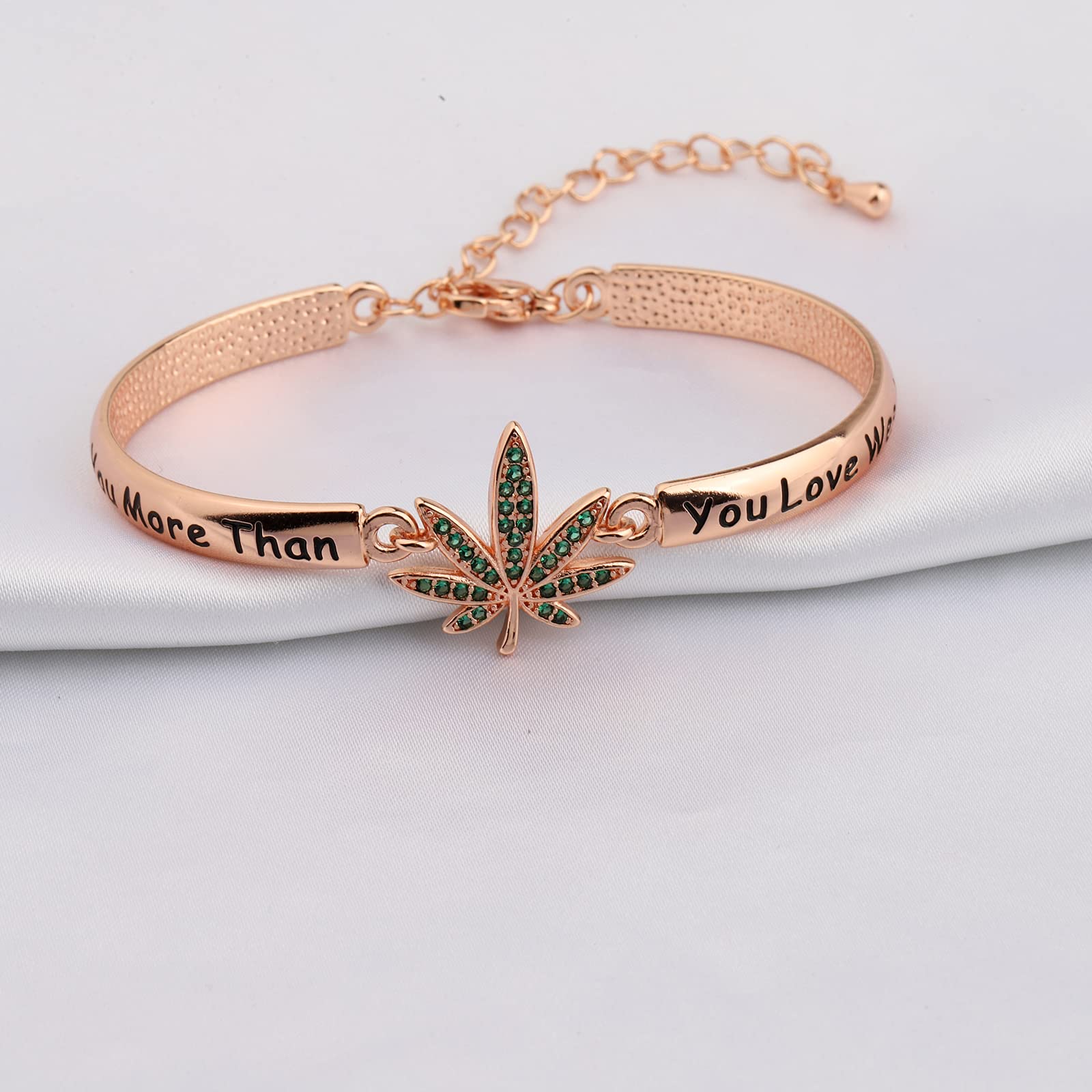 FOTAP 420 Gift Marijuana Jewelry I Love You More Than You Love Weed Bracelet Weed Gift Valentineās Gift (Weed RG-B)