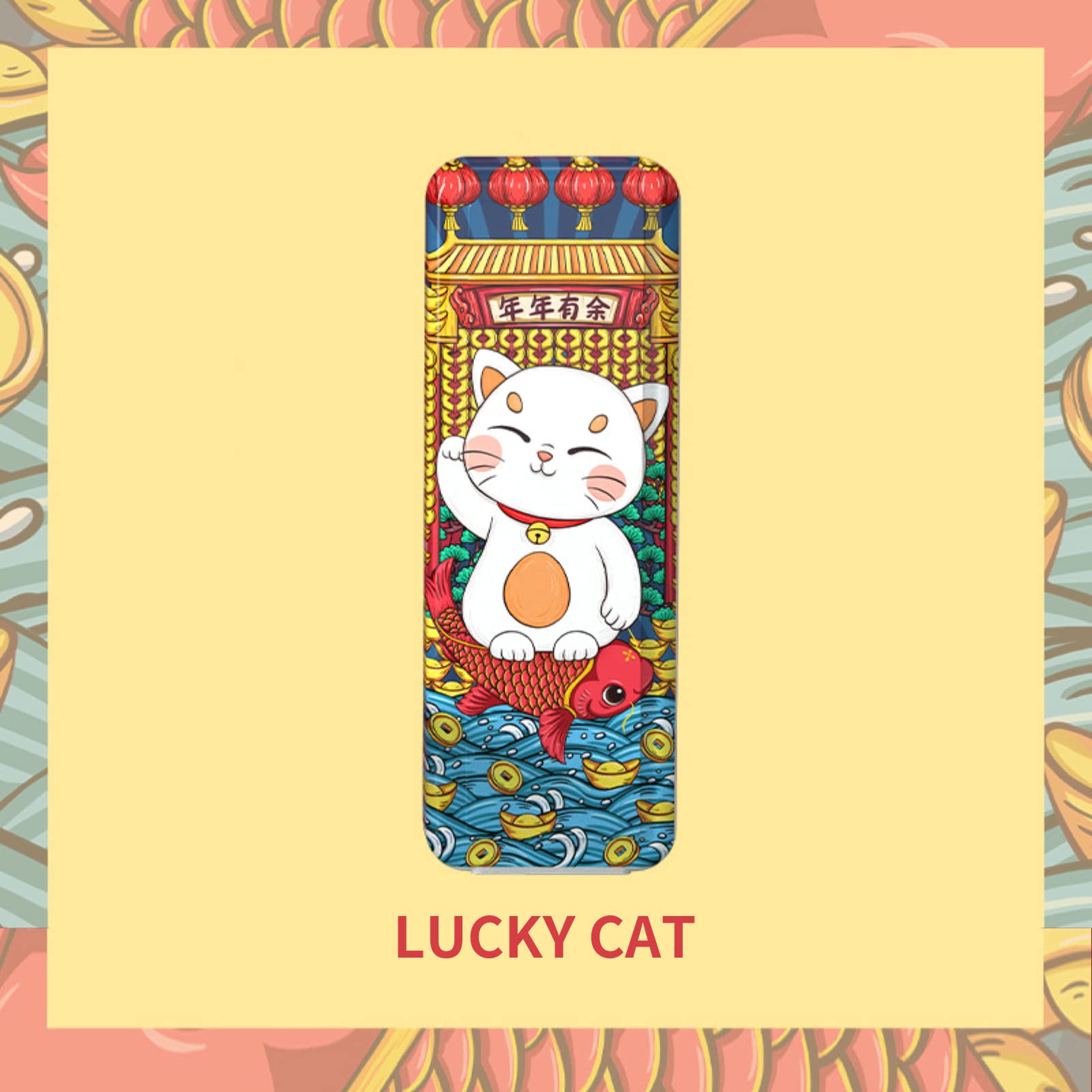 USB Flash Drive, Lucky Cat Pattern Hot Swap U Disk, Portable USB2.0 Memory Stick Mini Thumb Drive compatible for IBM PC, for OS X Pc or Laptop, plug and play(32GB)
