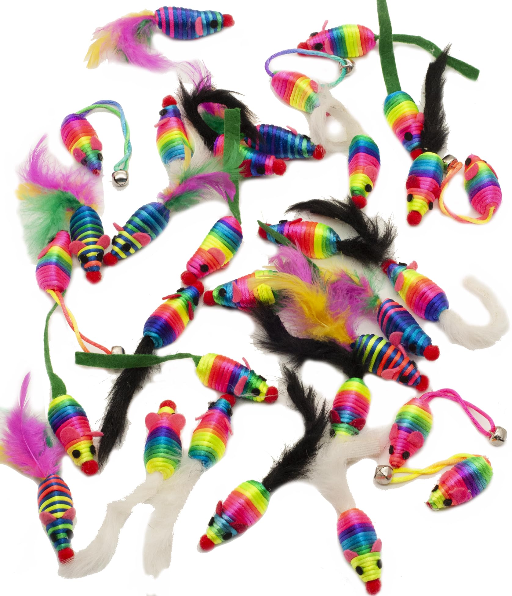 Fashion's Talk Cat Toy Mouse 36-Count 4.5β,Kitten Mice Cat Toys with Rattle Handmade Rope Mouse Toy for Indoor Cats Interactive Play Color Varies