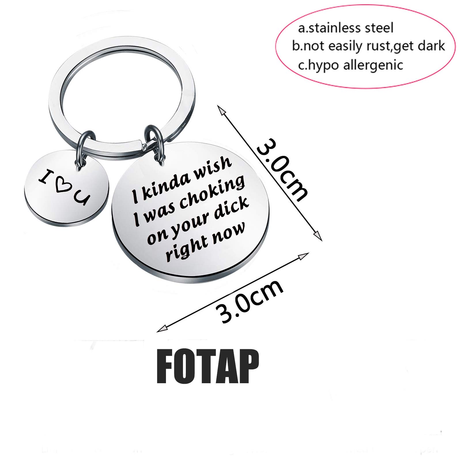 FOTAP Naughty Gift Valentine's Gift for Boyfiend or Husband Kinda Wish Chocking on Your Dick Right Now Keychain (Choking Dick Key)