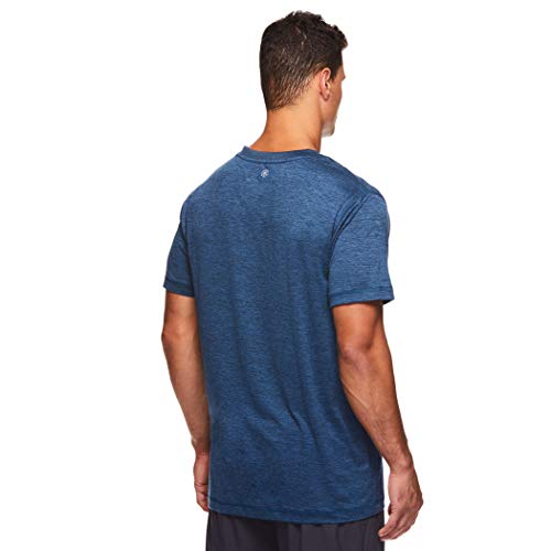 Gaiam Men's Everyday Basic V Neck T Shirt - Short Sleeve Yoga & Workout Top - Blue Wing Teal Heather, Large
