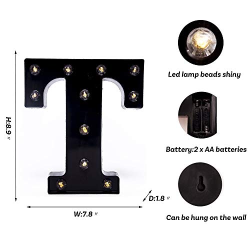 Foaky Black LED Marquee Number Lights Sign Light Up Marquee Number Lights Sign for Night Light Wedding Birthday Party Battery Powered Christmas Lamp Home Bar Decoration