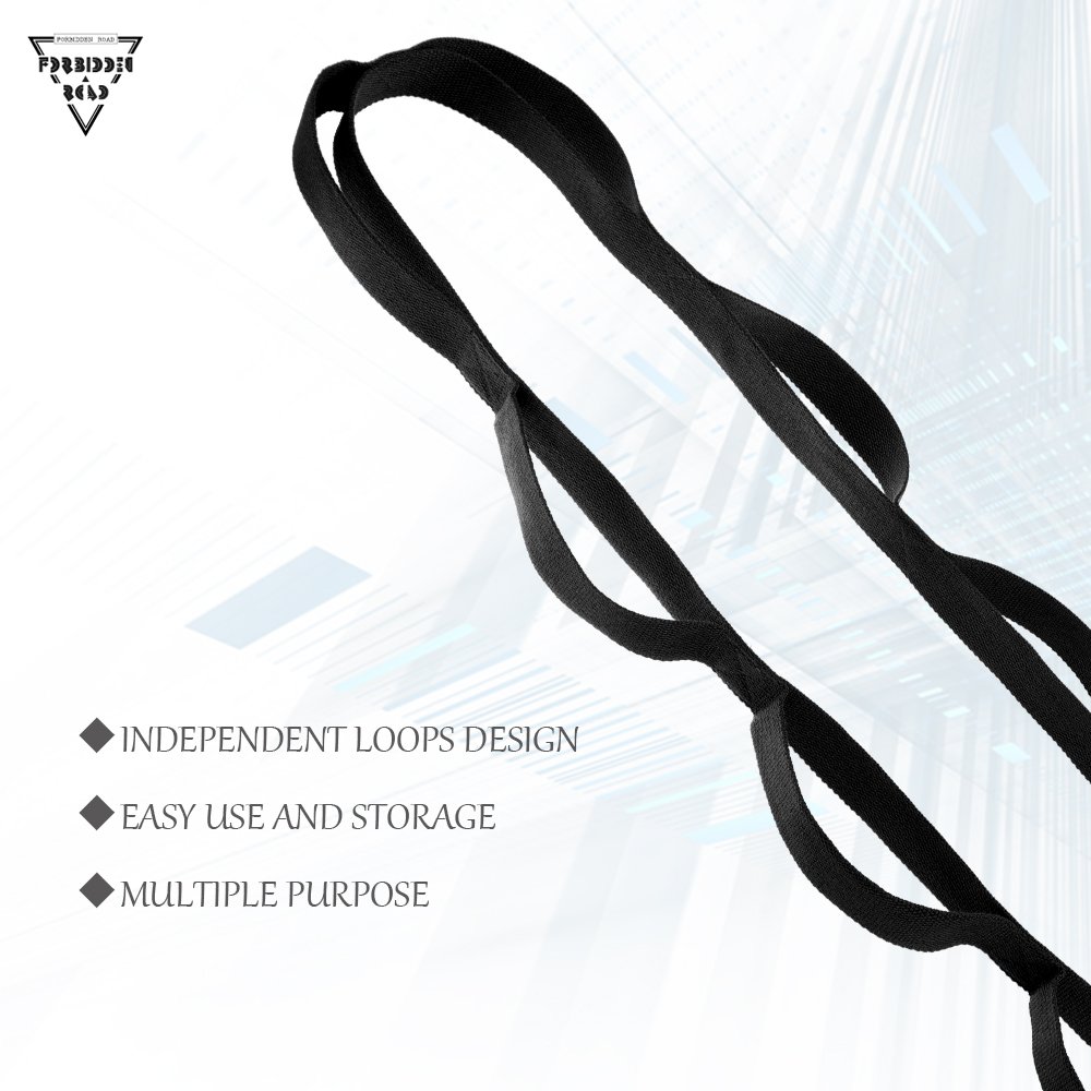 Forbidden Road Stretch Strap (6ft, 8ft) Yoga Strap with Muti-loops Exercise Band for Physical Therapy Green/Black/Blue/Purple