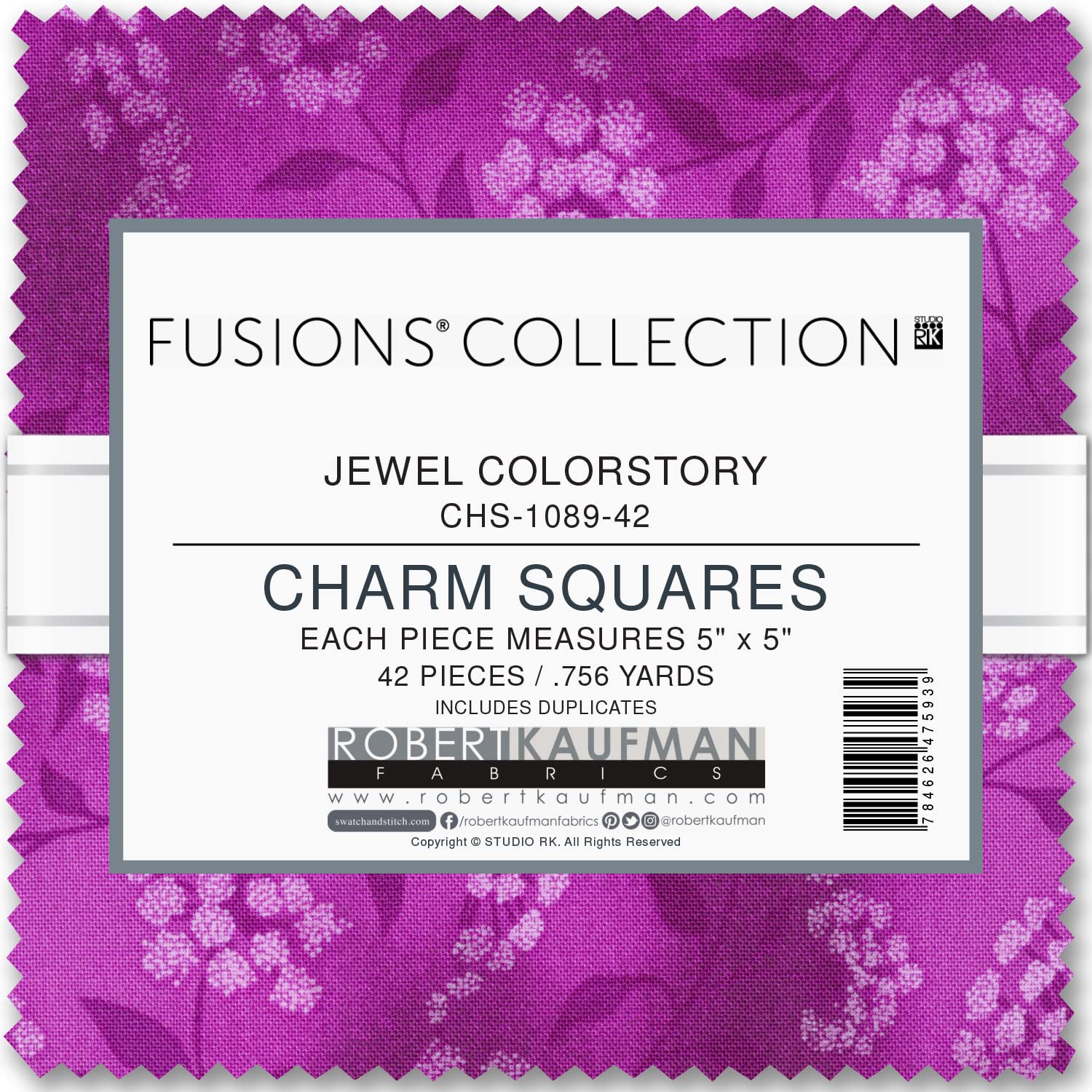 Fusions Jewel Charm Square 42 5-inch Squares Charm Pack Robert Kaufman Fabrics CHS-1089-42