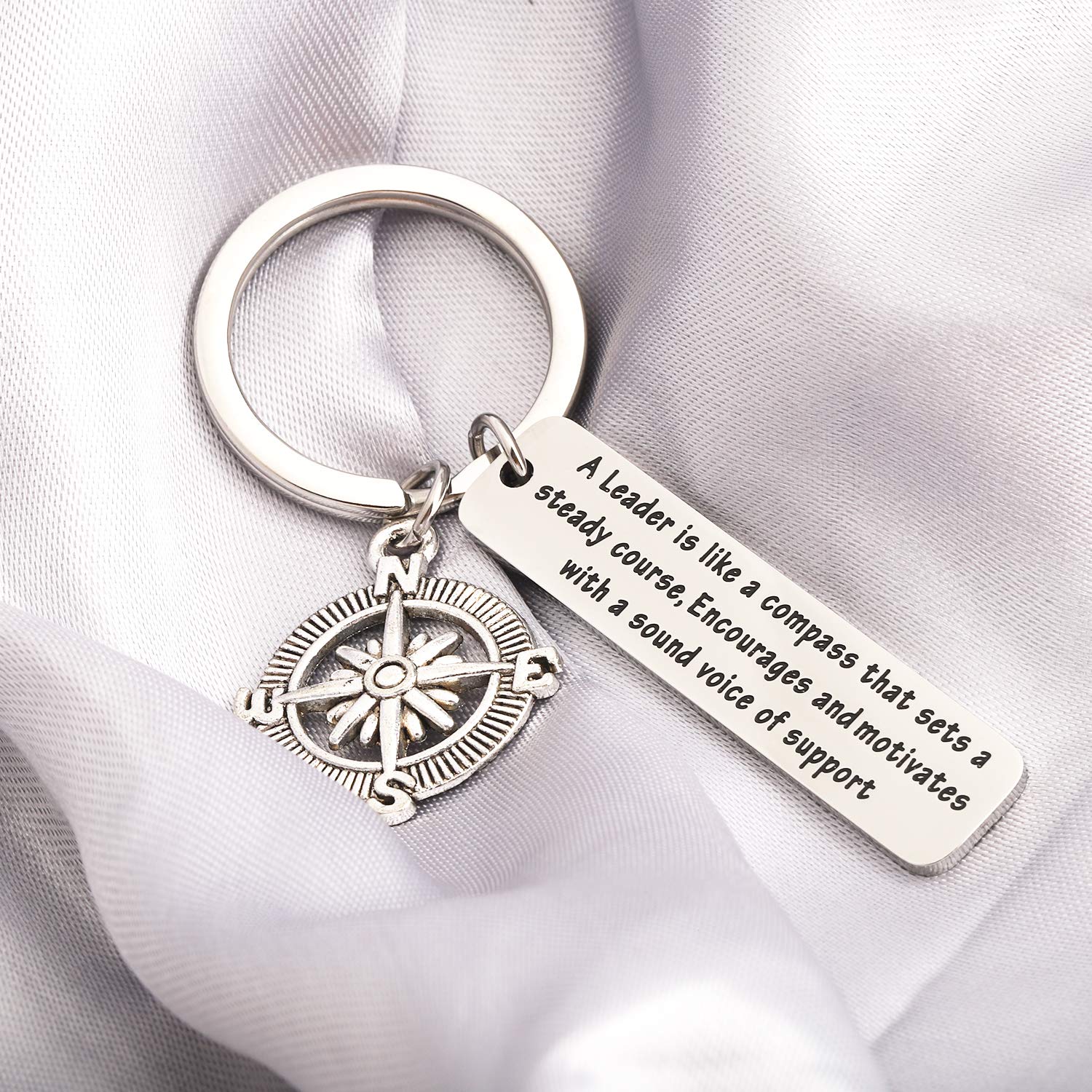 FOTAP Boss Gift A Leader Is Like A Compass That Sets A Steady Course,Encourages And Motivates With A Sound Voice Of Support Keychain Appreciation Gift for Supervisor, Mentor (Leader Keychain)