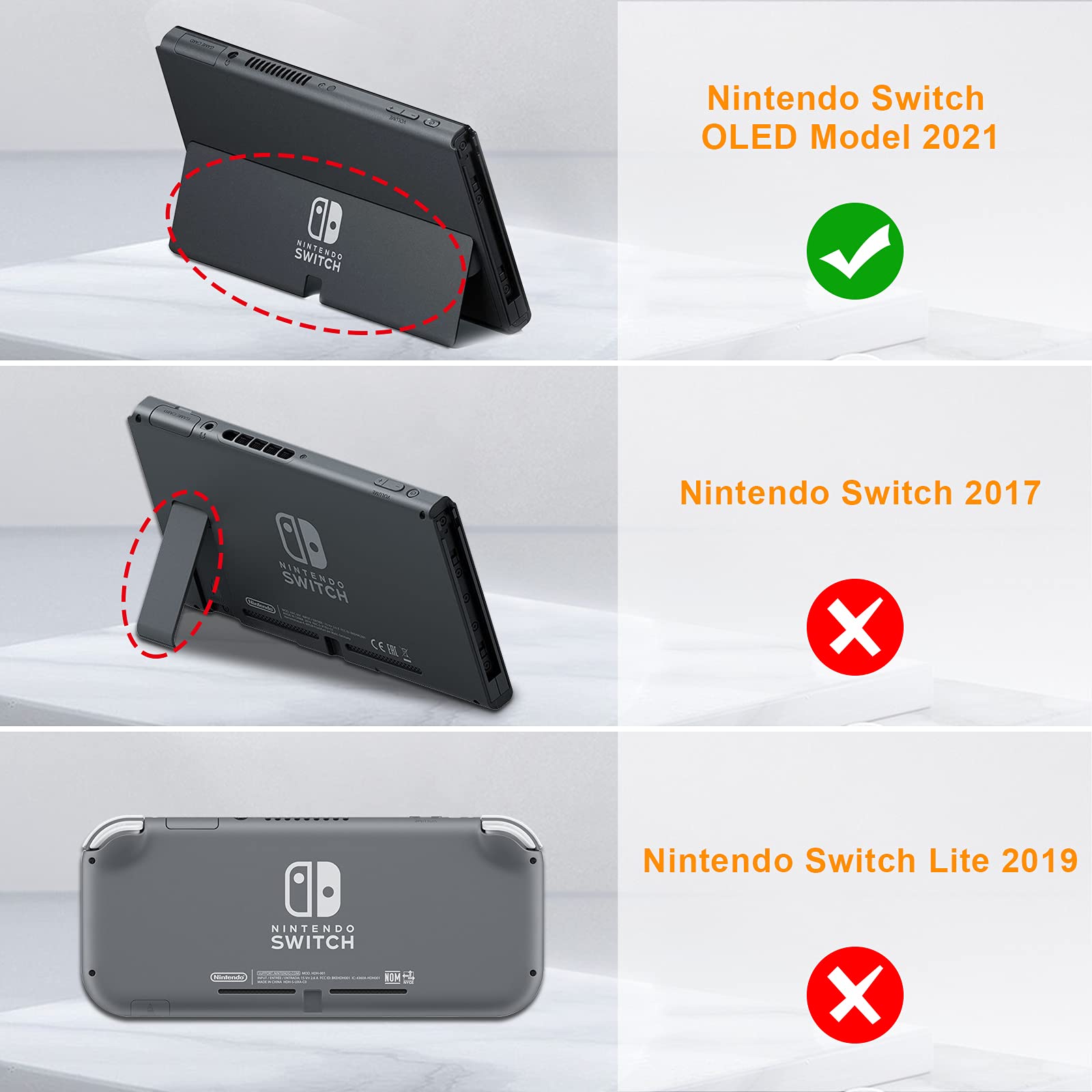 Fintie Case for Nintendo Switch OLED Model 2021 w/Fixed Stand, [Shock Proof] Protective Cover w/Hard Matte Clear Back Panel & Soft TPU Bumper, Ergonomic Grip for Switch OLED Model Console, Black