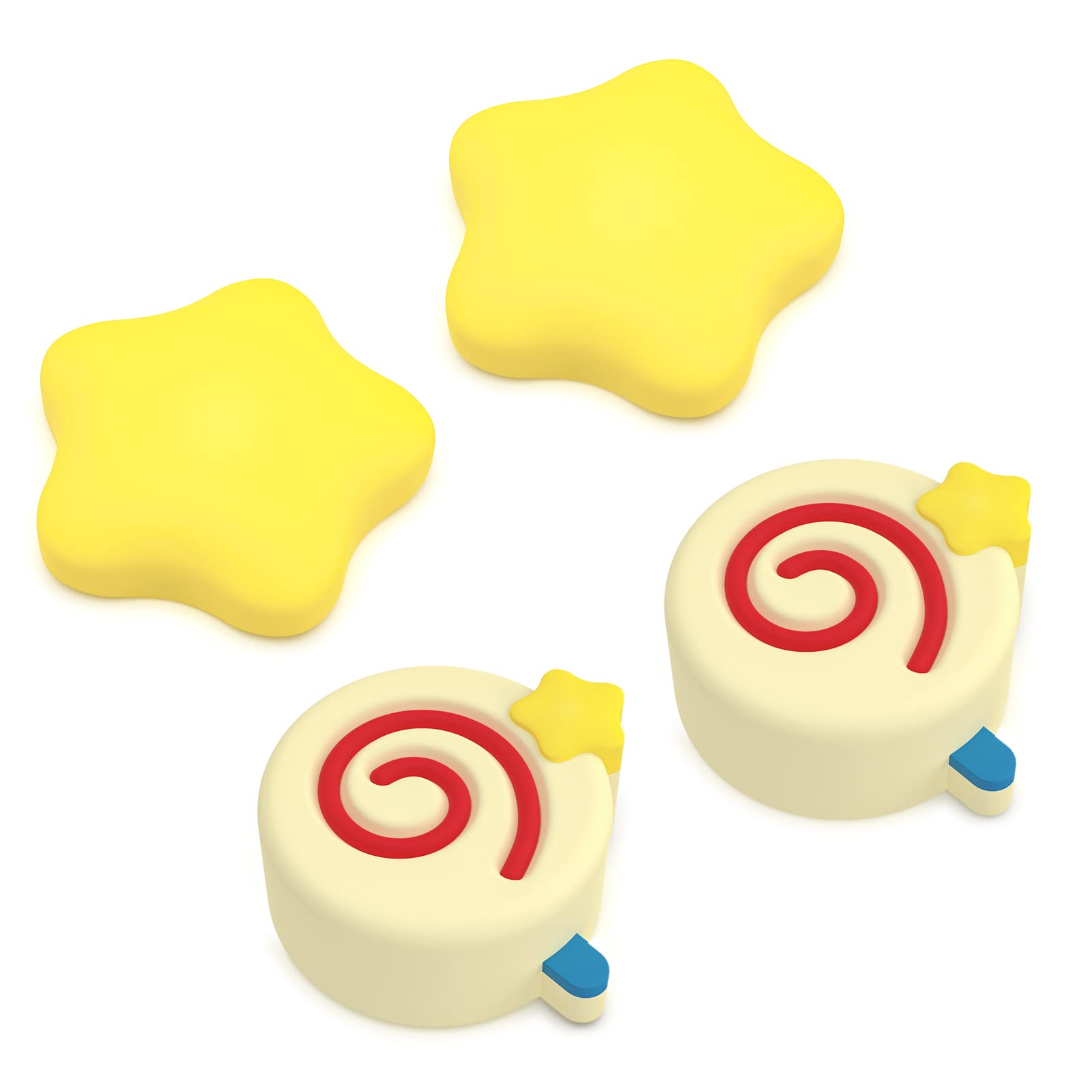 MoKo Joystick Caps for Nintendo Switch, Cute Joycon Thumb Grip Caps Analog Silicone Cover Compatible with Nintendo Switch/Switch Lite/Switch OLED, 4 PCS Thumbstick Caps, Star Lollipop