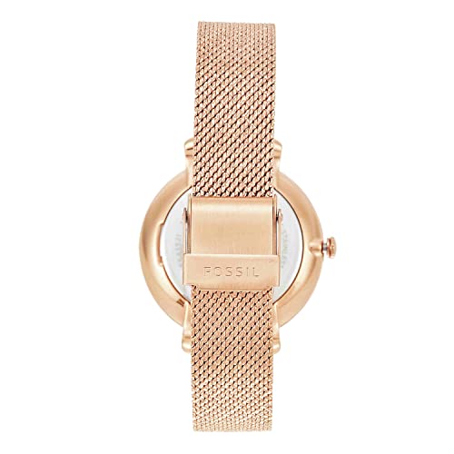 Fossil Women's Jacqueline Quartz Stainless Steel Mesh Three-Hand Watch, Color: Rose Gold (Model: ES4352)