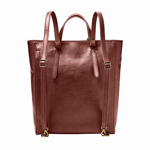 Fossil Women's Camilla Leather Convertible Backpack Purse Handbag, Henna (Model: ZB7517227)