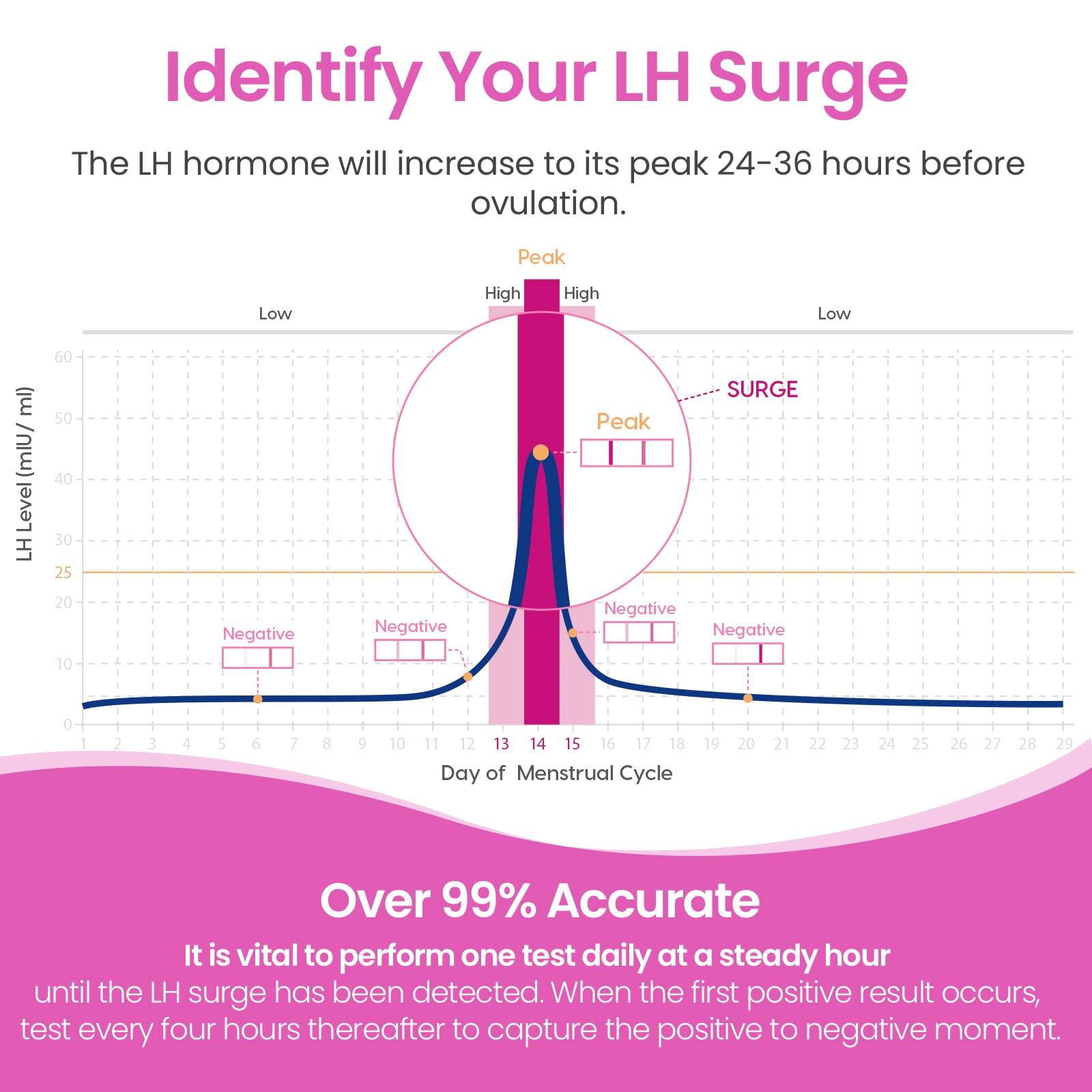 Femometer Ovulation Test Strips Refill for Ivy-101 Only, 15-Count LH Test Midstream for Women Trying to Conceive, Over 99% Accurate Result Powered by Femometer App