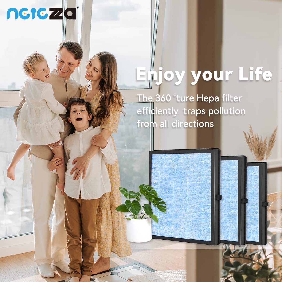 Netezza MK04 Replacement Filter，Compatible with AROEVE MK04 MG04JH Air Purifier Model DH-JH04，3-in-1 H13 True HEPA, Part No. MK04LX，3 Pack