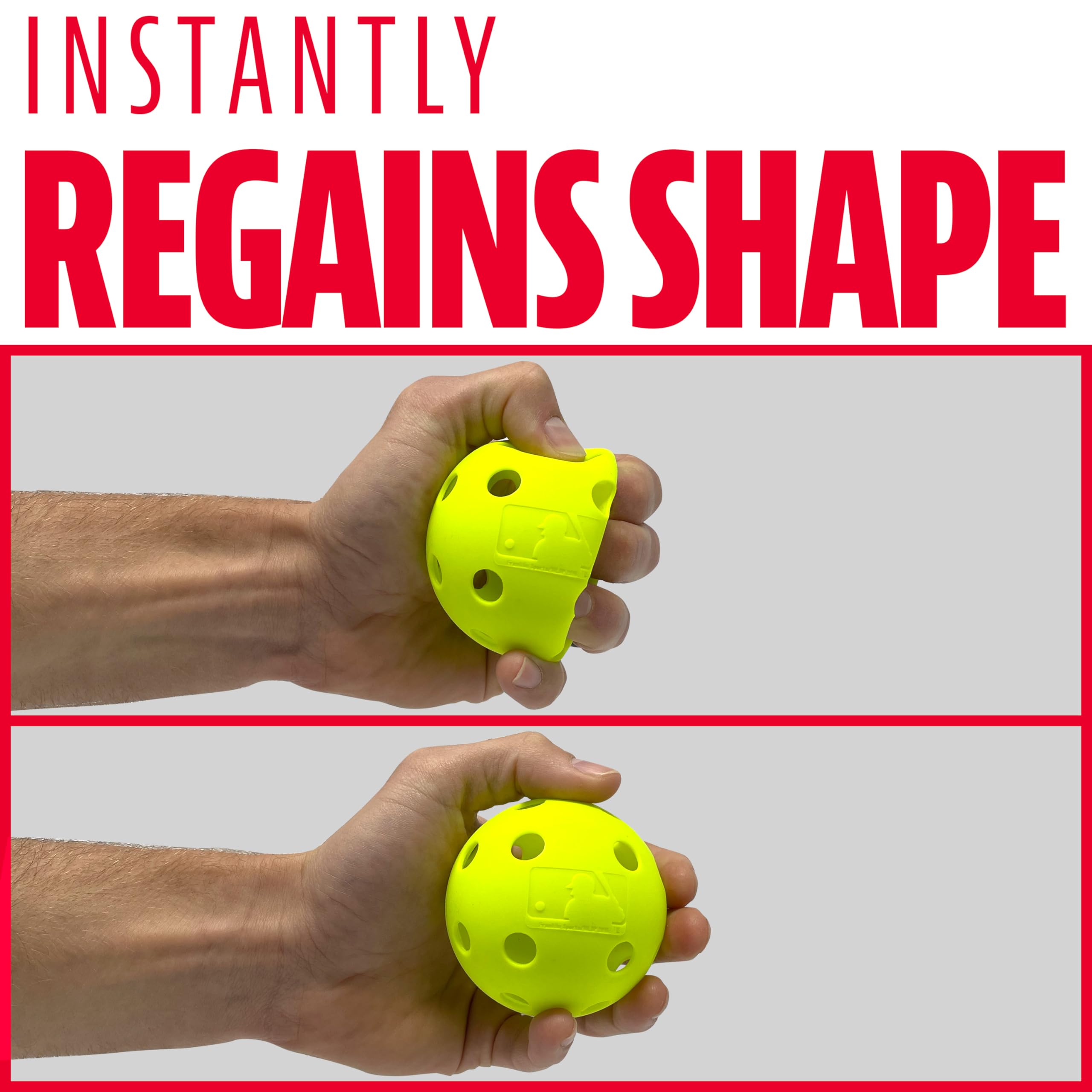 Franklin Sports Plastic Baseballs - Indestruct-A-Ball Plastic Batting Practice Baseballs - Plastic Training Balls - MLB Official Size - Yellow - 6 Pack