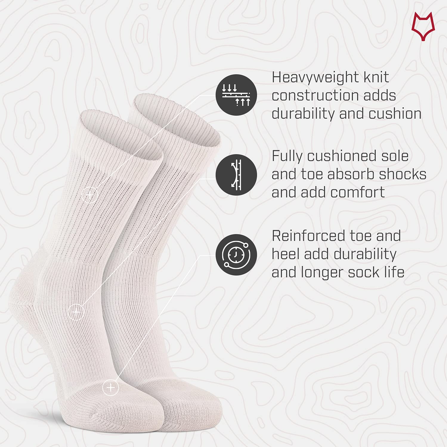 Fox River Men's Wick Dry® Athletic Crew - 2-Pk, White, Medium