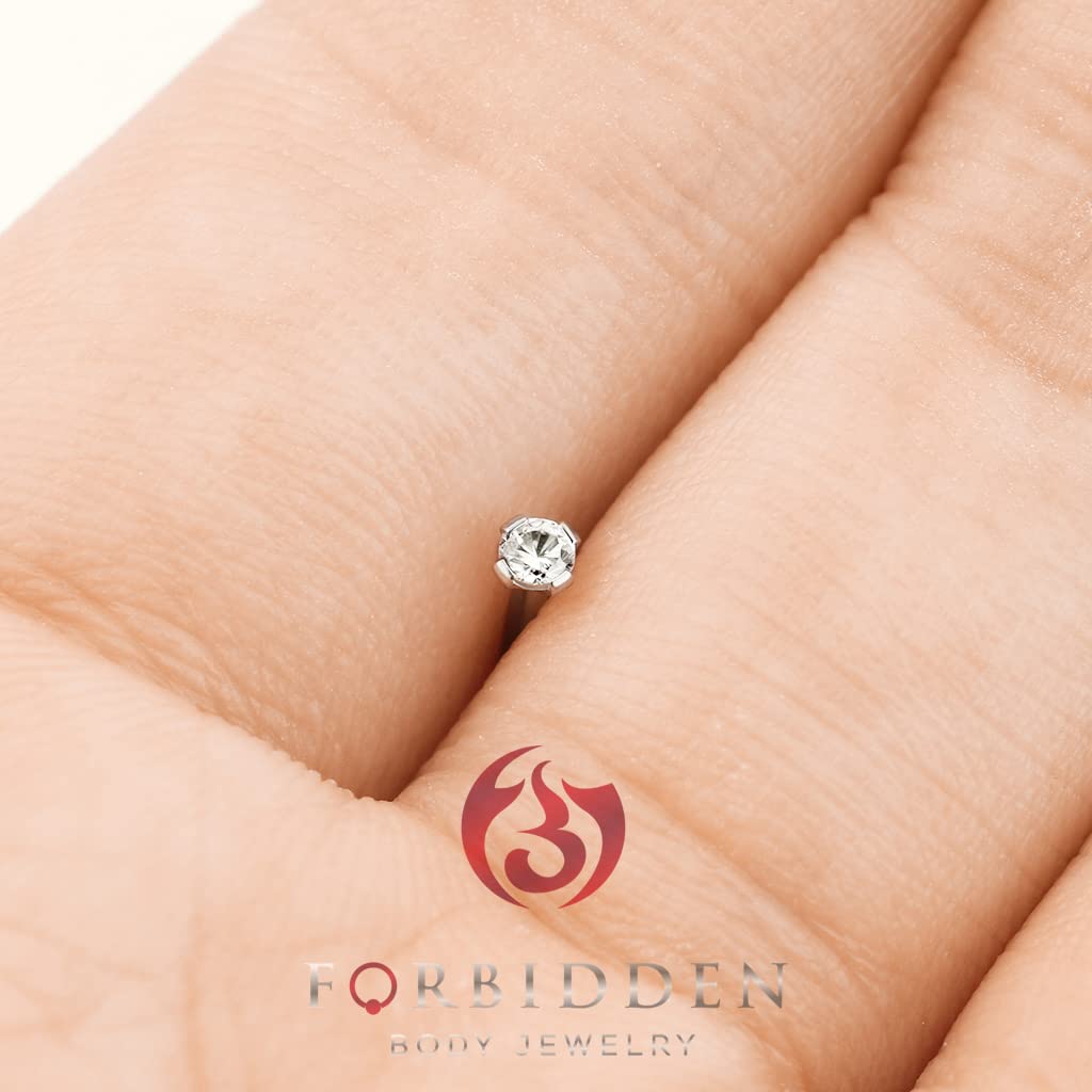 Forbidden Body Jewelry Nose Rings Sterling Silver CZ Simulated Diamond Micro Nose Studs 22G Set of 3 (Clr/AB/Rose)