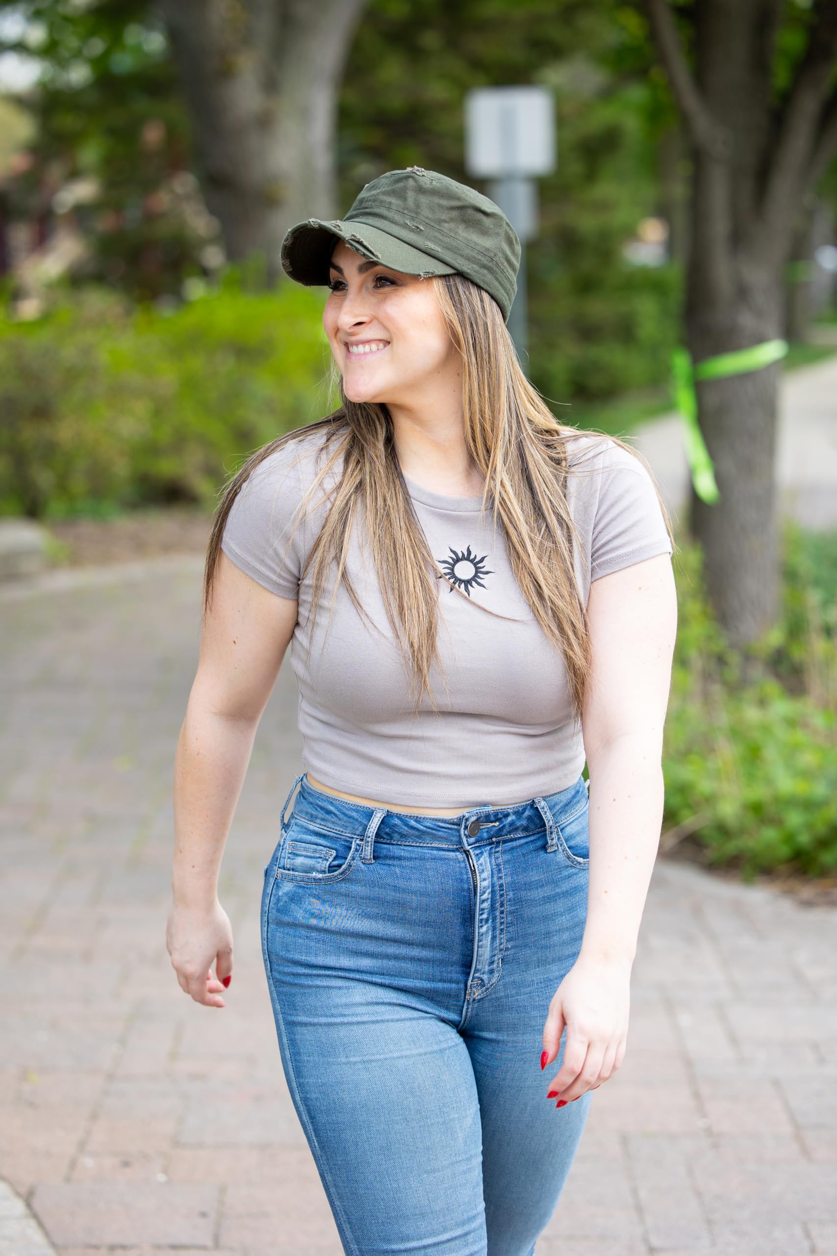 Funky Junque Distressed Military Style Army Cadet Hat Bundle - Black & Charcoal (2 Pack)