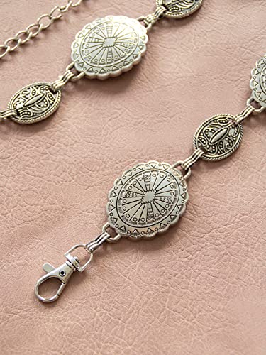Floerns Women's Textured Metal Waist Chain Belt Adjustable for Dress Jeans Silver One Size