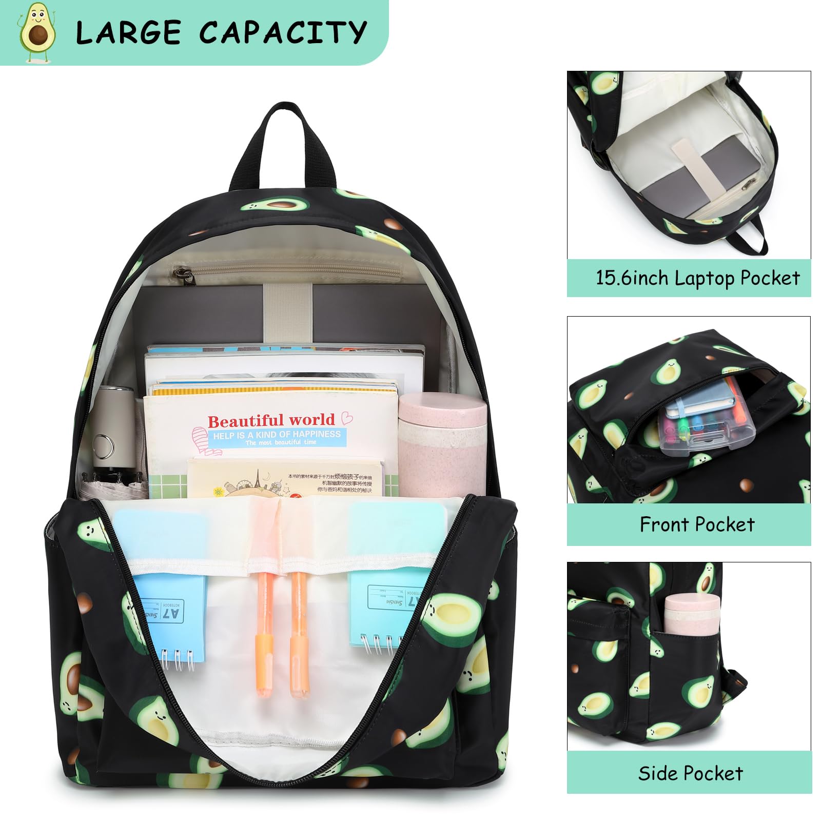 Fuyicat Mermaid School Backpack for Girls, Kids Teens Elementary Middle School Bag Women College Bookbag Laptop Backpacks