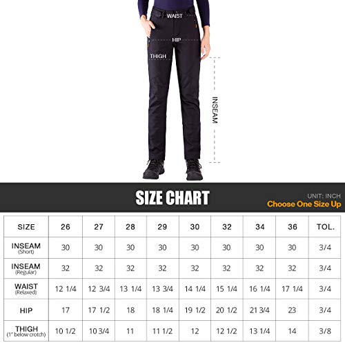 FREE SOLDIER Outdoor Women's Snow Ski Pants Soft Shell Fleece Lined Pants Water Resistant Camping Hiking Pants (True Black 27W/30L)