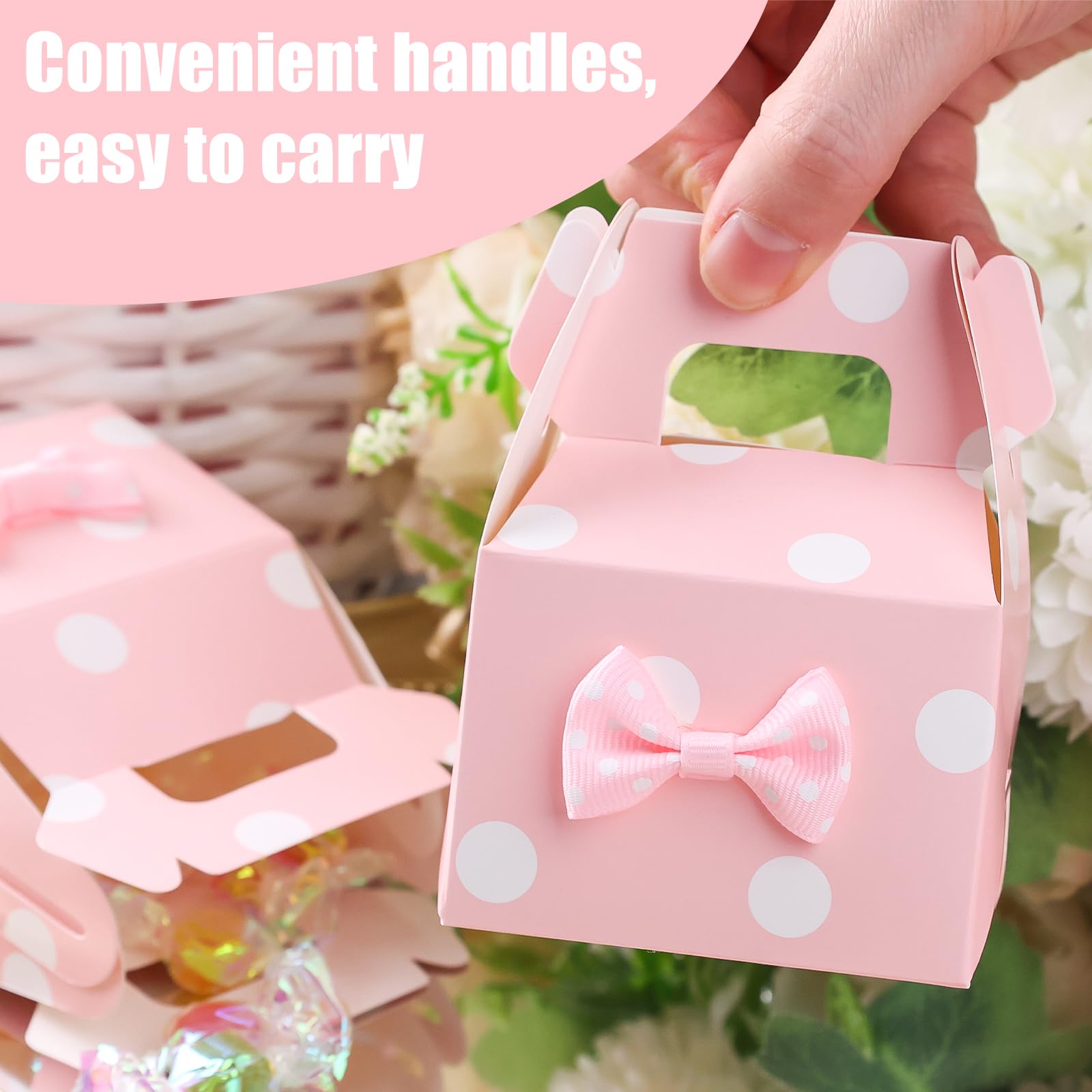 VGOODALL 30PCS Polka Dot Favor Boxes, Gable Treat Boxes Small Candy Boxes Pink Polka Dot Boxes Party Supplies for Kids Snacks Candy Birthday Party Wedding Christmas