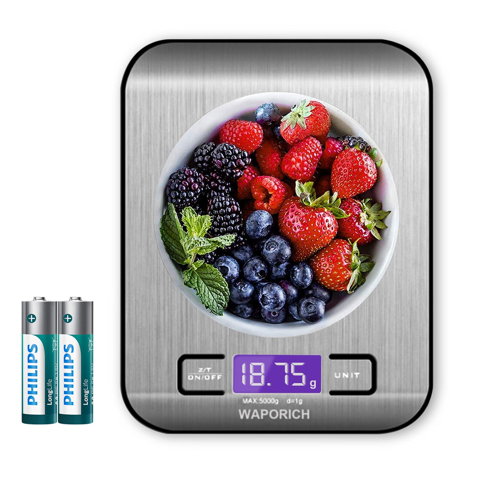 Food Kitchen Scale, Digital Grams and Ounces, 11 l b Digital Food Scale Kitchen Scales, Tare Function, 1g/0.1oz Precise Graduation, 304 Stainless Steel