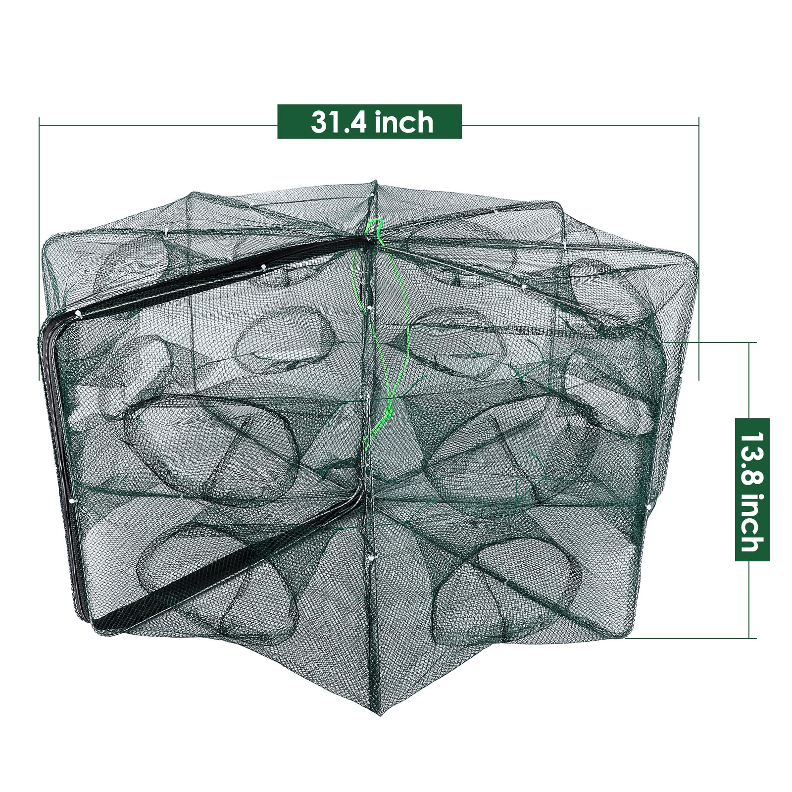 Folded Fishing Trap,Fishing Bait Trap Minnow Trap Crab Trap Minnow Net Crayfish Crawdad Shrimp Net Trap (8 Sides 8 Holes)