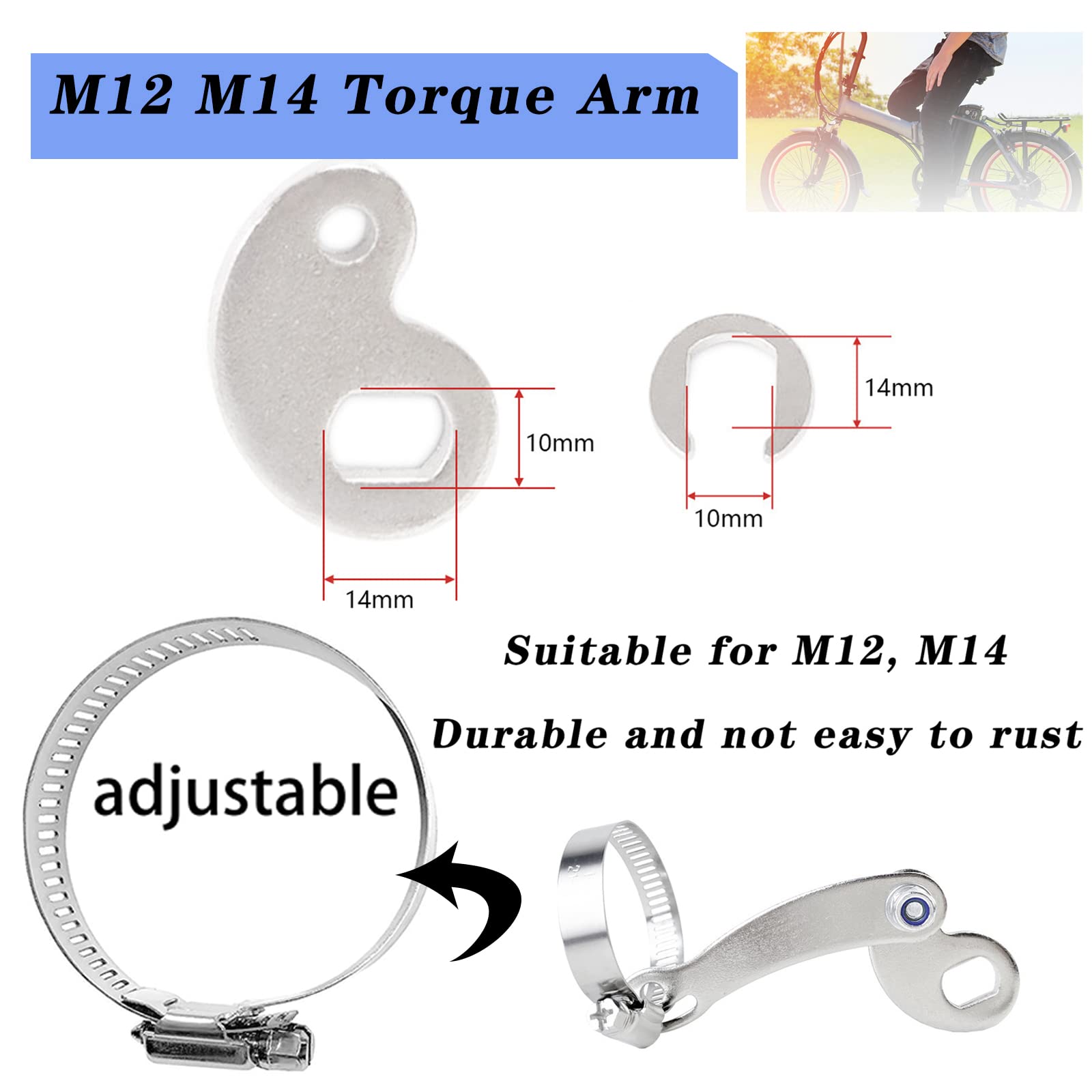 Gift2u 1Set Torque Arm Conversion Kit, Steel 5mm Thick Durable Universal Torque Arm for Electric Bicycle Front or Rear Hub Motors