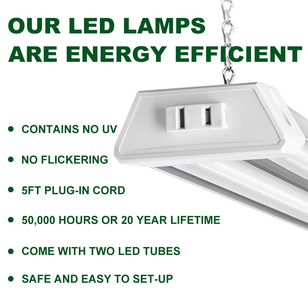 Freelicht 1 Pack LED Utility Shop Light, 4 FT, Linkable Integrated Fixture, 40W=260W, 5000K Daylight, 4000 LM, Surface/Suspension Mount, Pull Chain, Garage – ETL