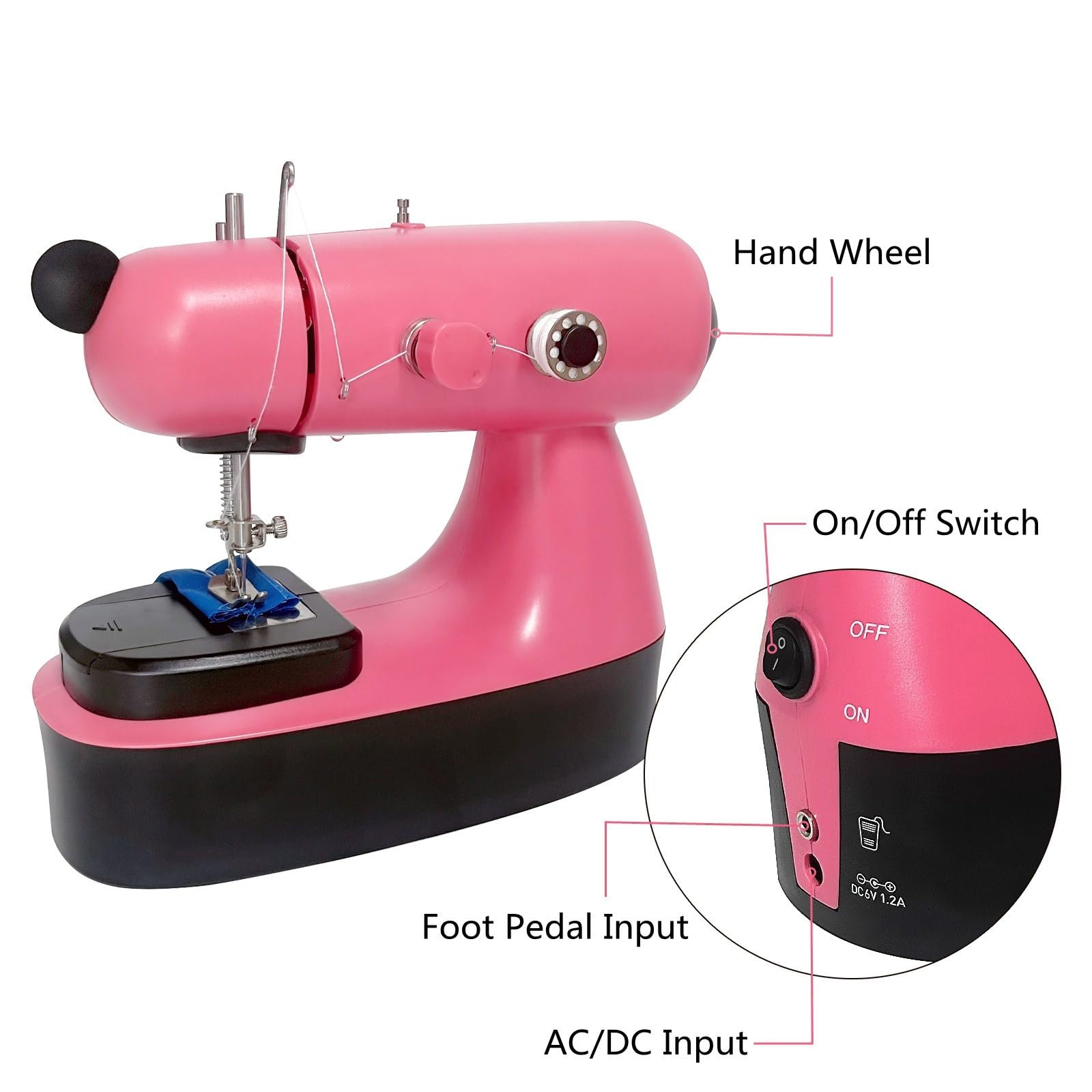 Fbshicung Mini Sewing Machine for Ages 8-12 Kids Beginners, Girls Pink Sewing Machine Lightweight Small Electric with Extension Table,LED Light
