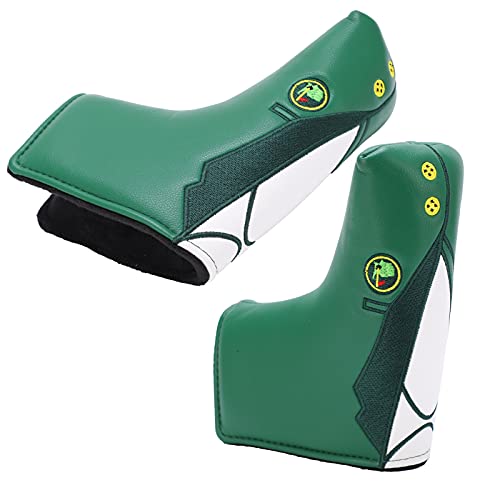 Golf Putter Cover, L Shaped Embroideried Decoration Durable Thickened PU Leather Golf Club Head Protector Portable for Holiday Present for Birthday Gift