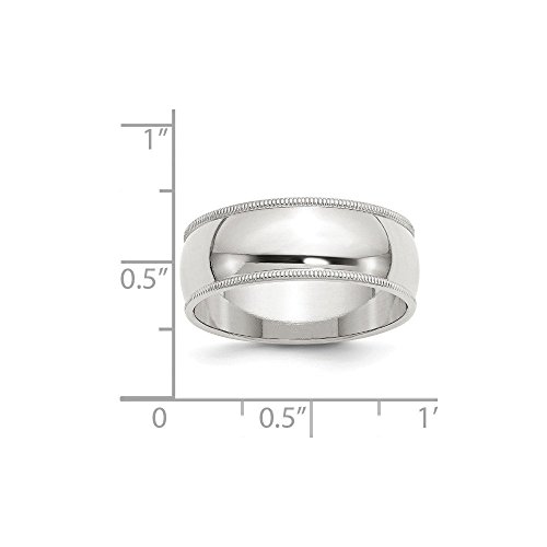 Forever Flawless Jewelry 8mm High Polish Finish Half Round Domed Milgrain Sterling Silver Wedding Band - Size 11.5