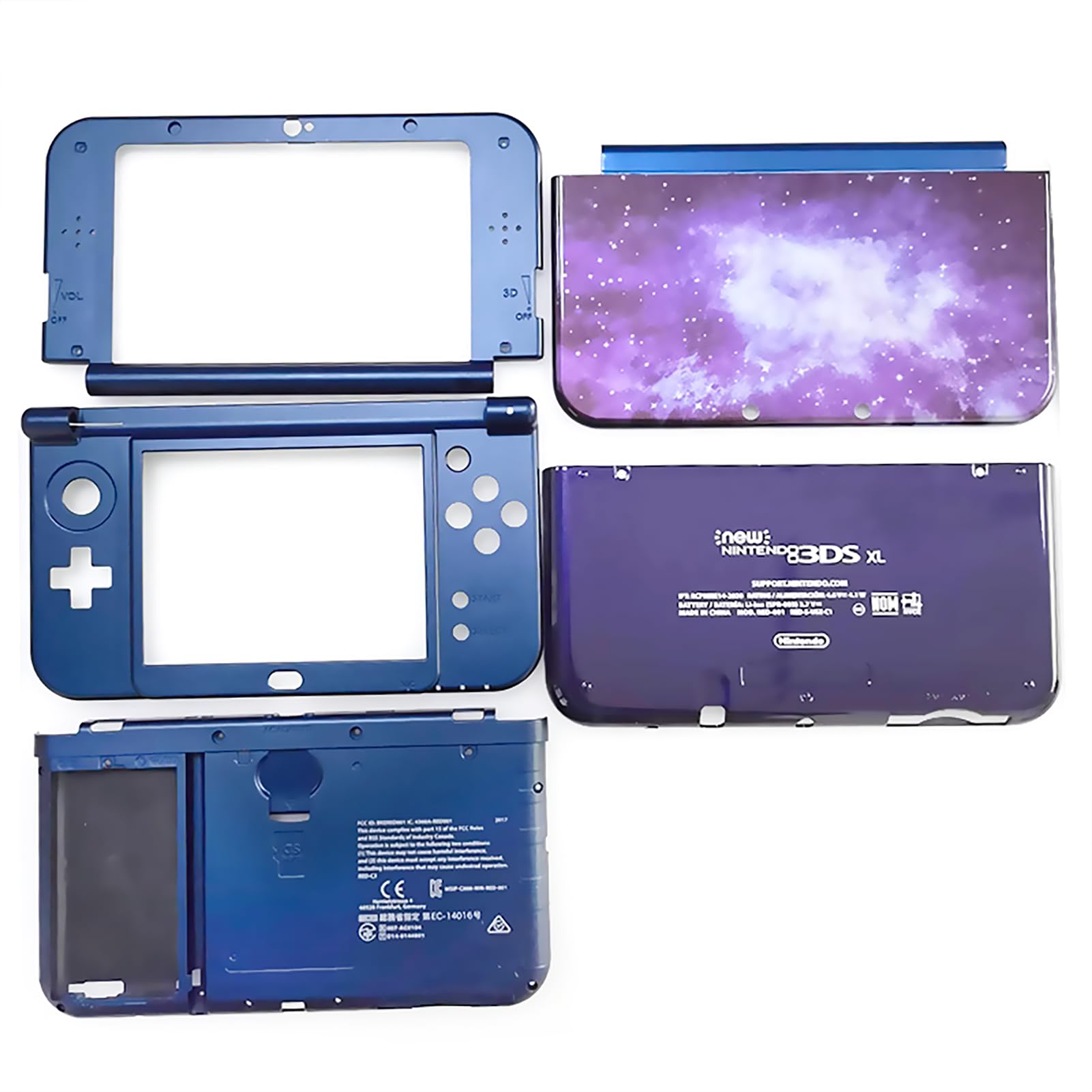 New 3DS XL Galaxy Shell Housing Case 5 PCS Set Replacement, for Nintendo New3DS XL LL New3DSXL Handheld Game Console, Outer Casing Top/Bottom Faceplate Cover Plates Screen Frame Accessories