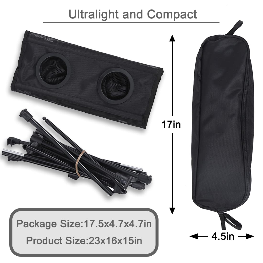 Folding Camping Table - Portable Folding Table with 2 Cup Holders, Compact Lightweight Small Folding Roll-up Table with Carry Bag for Outdoor Picnic, Beach, Camping, BBQ, Party