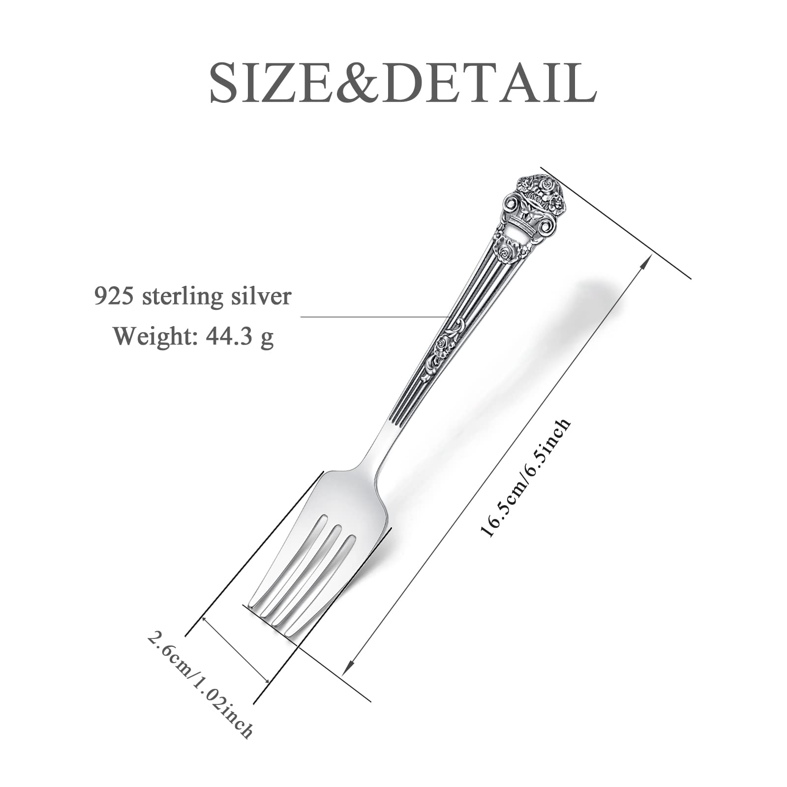 Forks and Spoons Silverware Set, Premium 999 Sterling Silver Flatware Cutlery Set for Home, Kitchen and Restaurant, Mirror Polished, Handmade(F*-Fork)