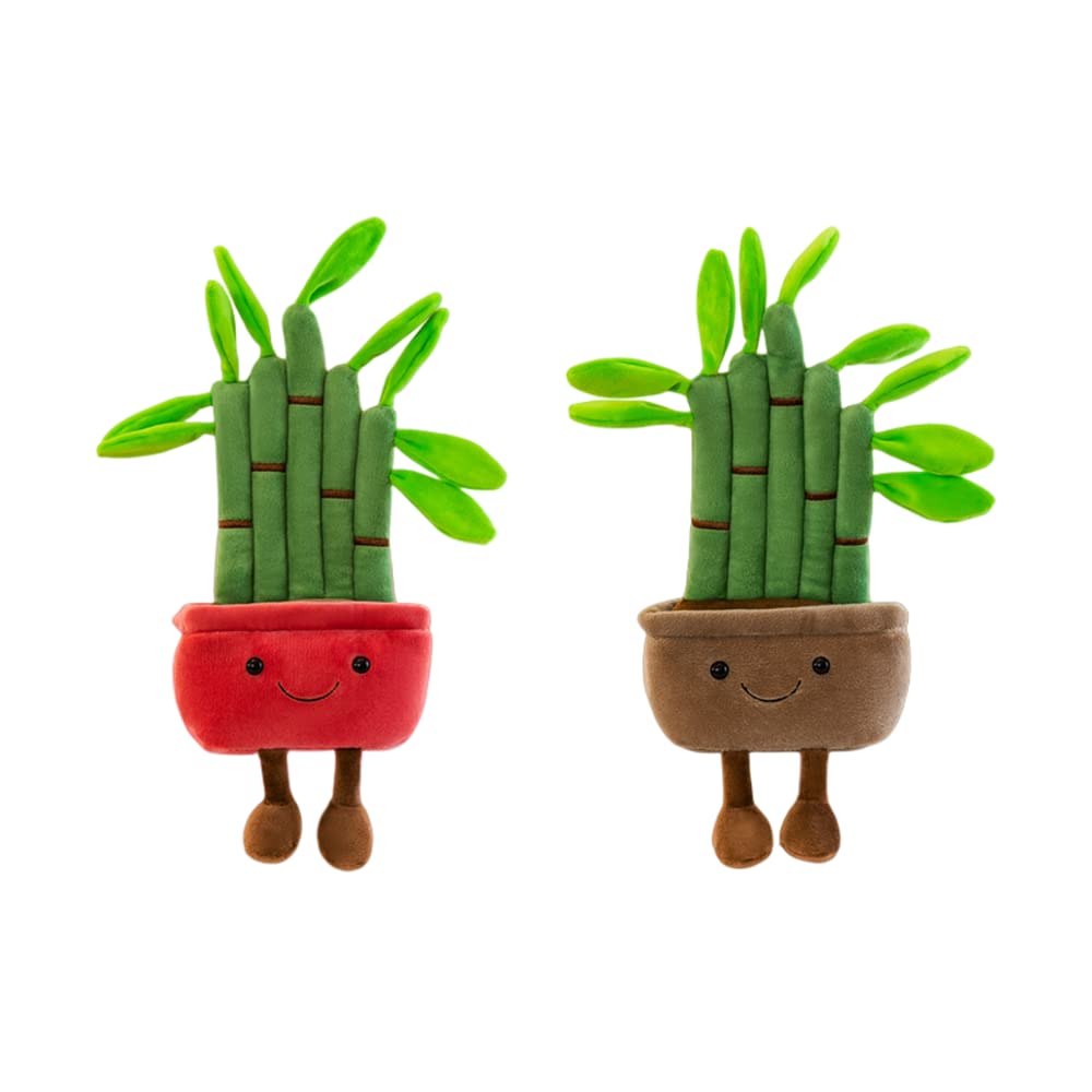 XIZHI 2Pcs Soft Plant Plush Pillow Toy 11" Stuffed Succulents Plush Pillow Succulents Stuffed Throw Plushie Pillow Doll Gift for Kids Boys Girls and Office Room Decorate,Red+Grey