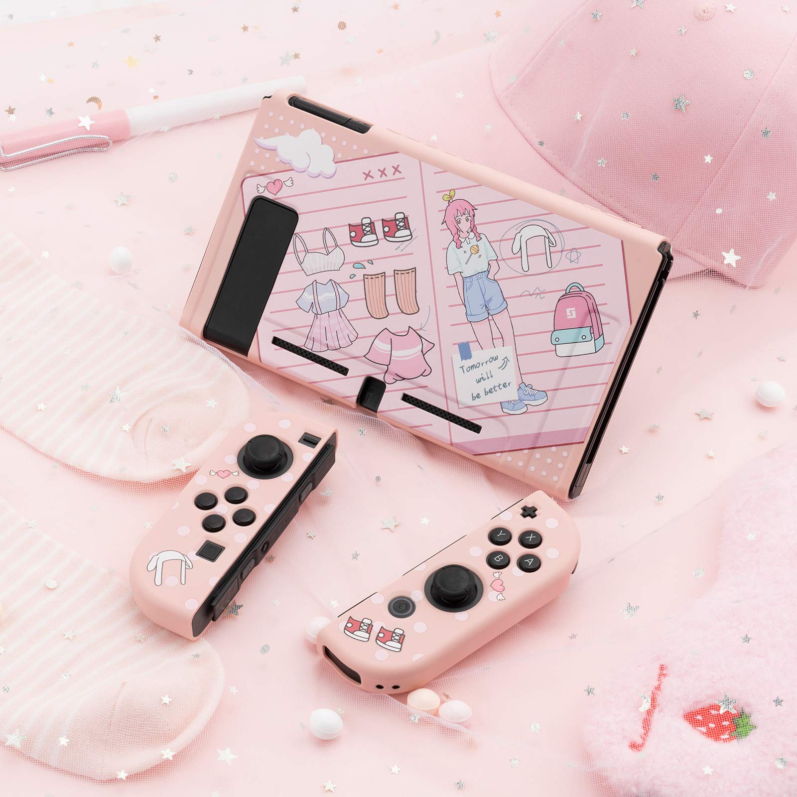 GeekShare Protective Case for Nintendo Switch, Soft TPU Slim Case Cover Compatible with Nintendo Switch Console and Joy-Con (Wear Manual)