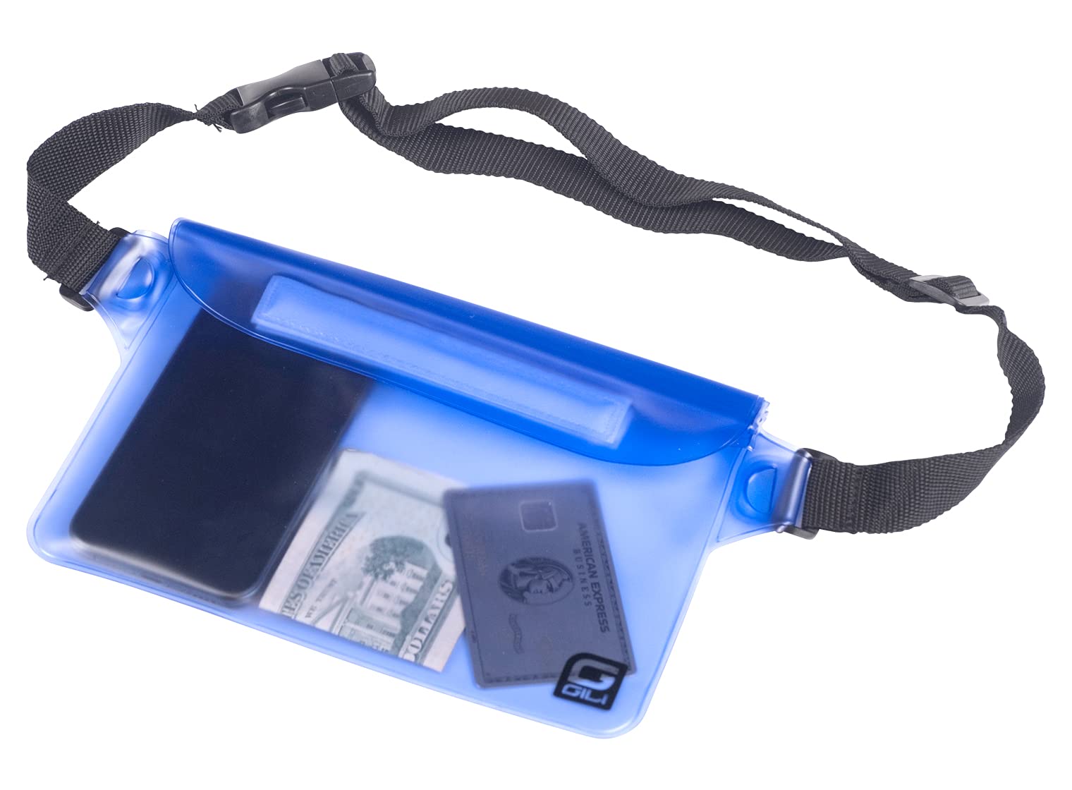 GILI 2-Pack Waterproof Pouch, Screen Touch Sensitive Waterproof Bag with Adjustable Waist Strap - Keep Your Phone and Valuables Dry - Perfect for Paddle Boarding (Clear/Black)