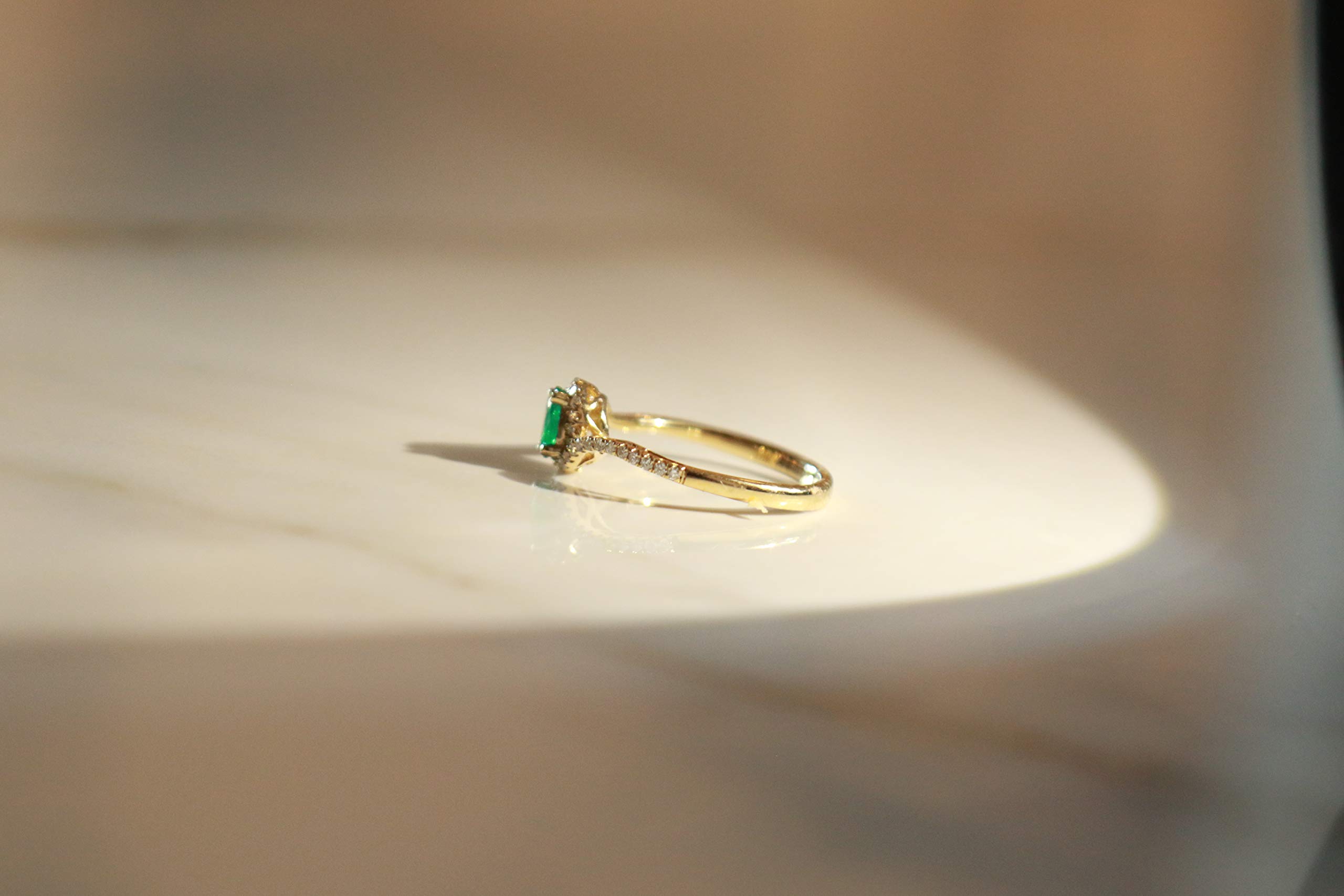 Gin & Grace 10K Yellow Gold Natural Emerald & Natural Diamond (I1,I2) Engagement Eternity Propose Promise Ring for Women
