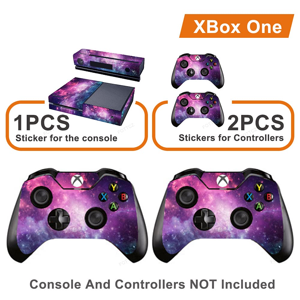 FOTTCZ Whole Body Vinyl Sticker Decal Cover for Xbox One Console and Two Controller - Nebular